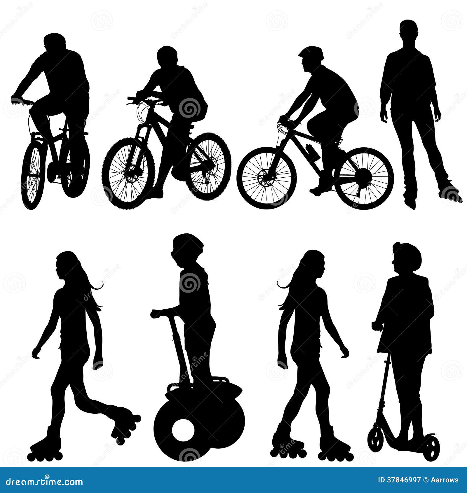 Vastgesteld Silhouet Van Een Fietser. Vectorillustratie. Vector ...