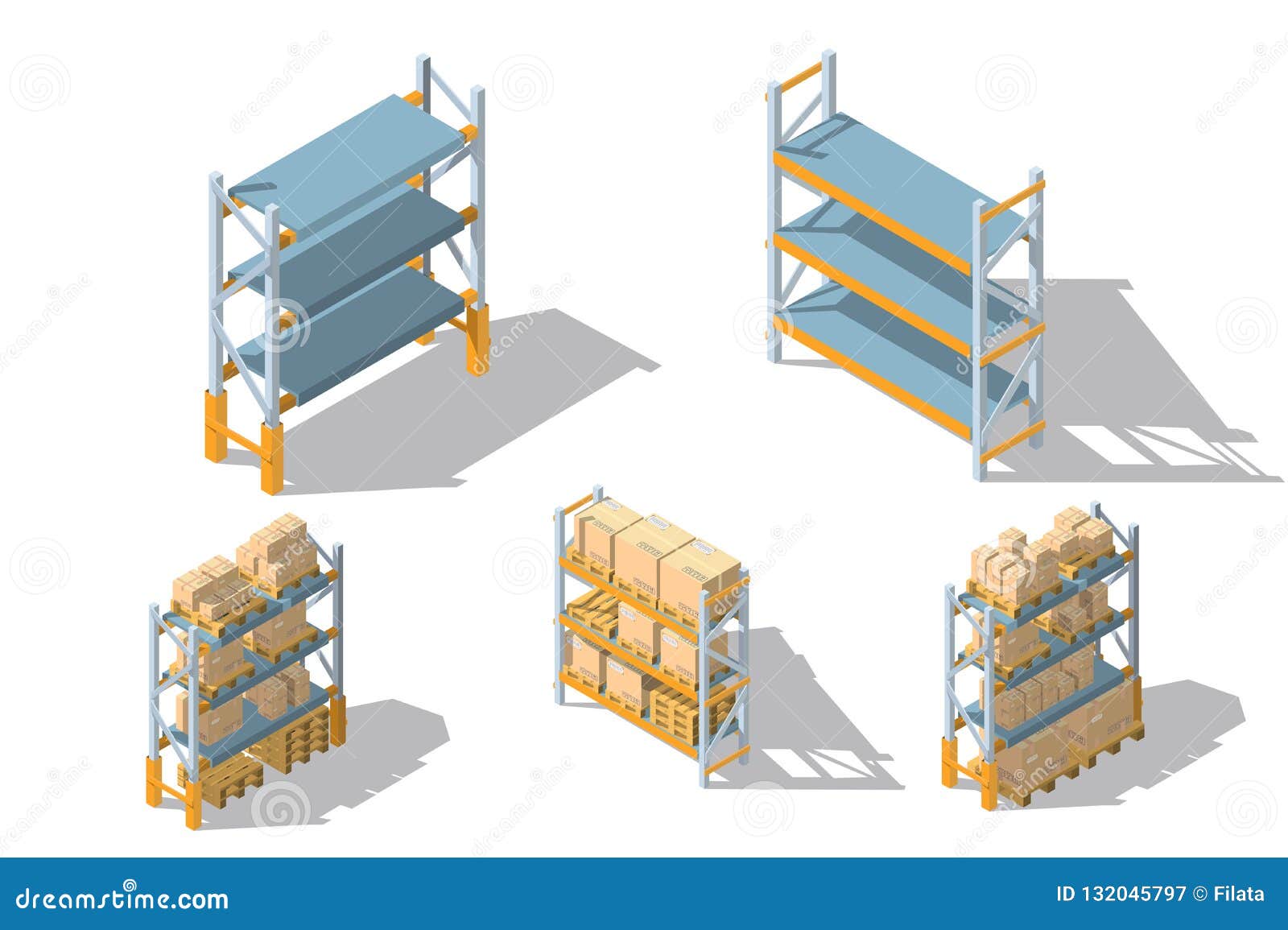 Vastgestelde Opslagrekken Met Dozen En Pallets Vector Illustratie ...