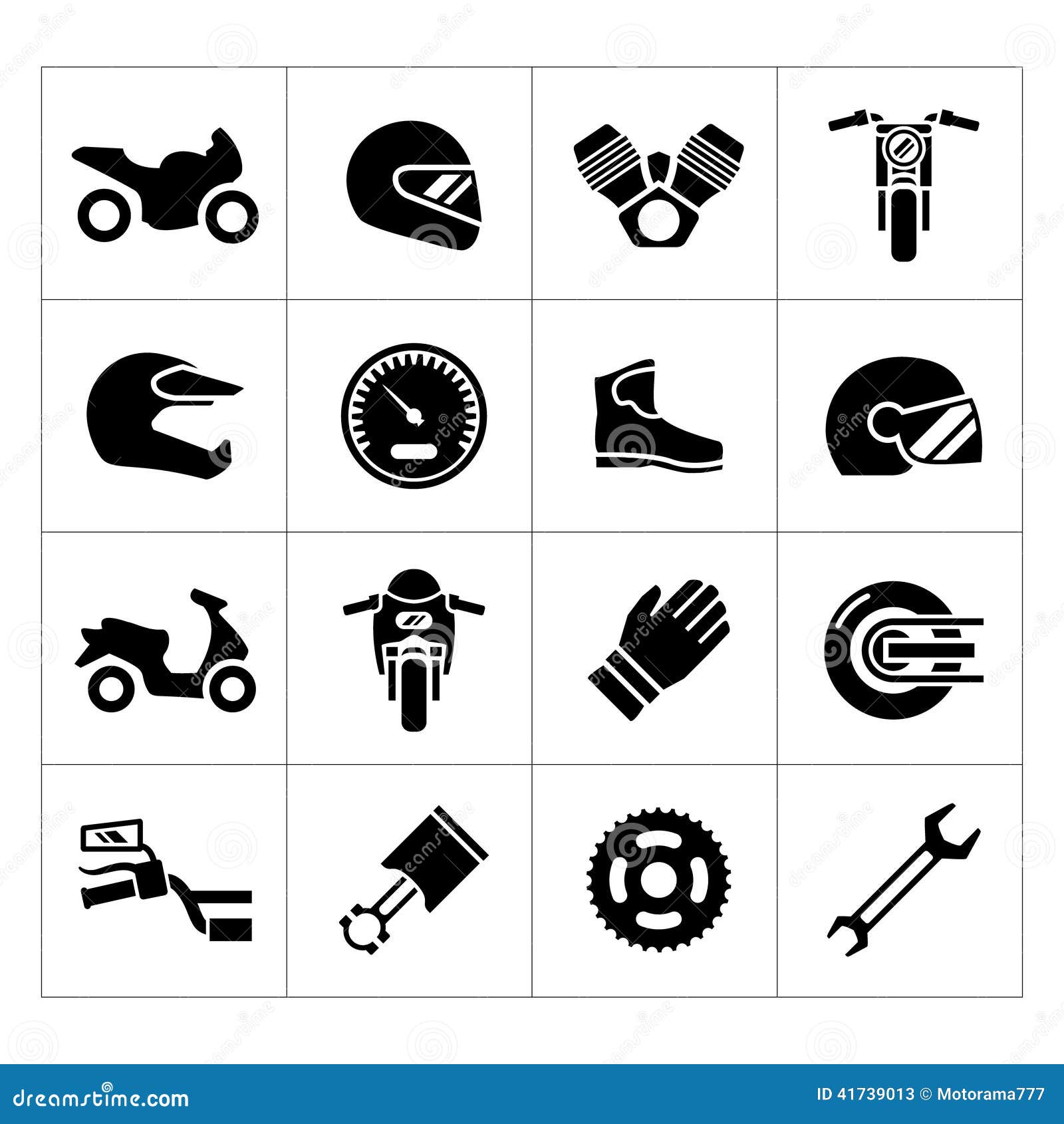 Vastgestelde Pictogrammen Van Motorfiets Vector Illustratie ...