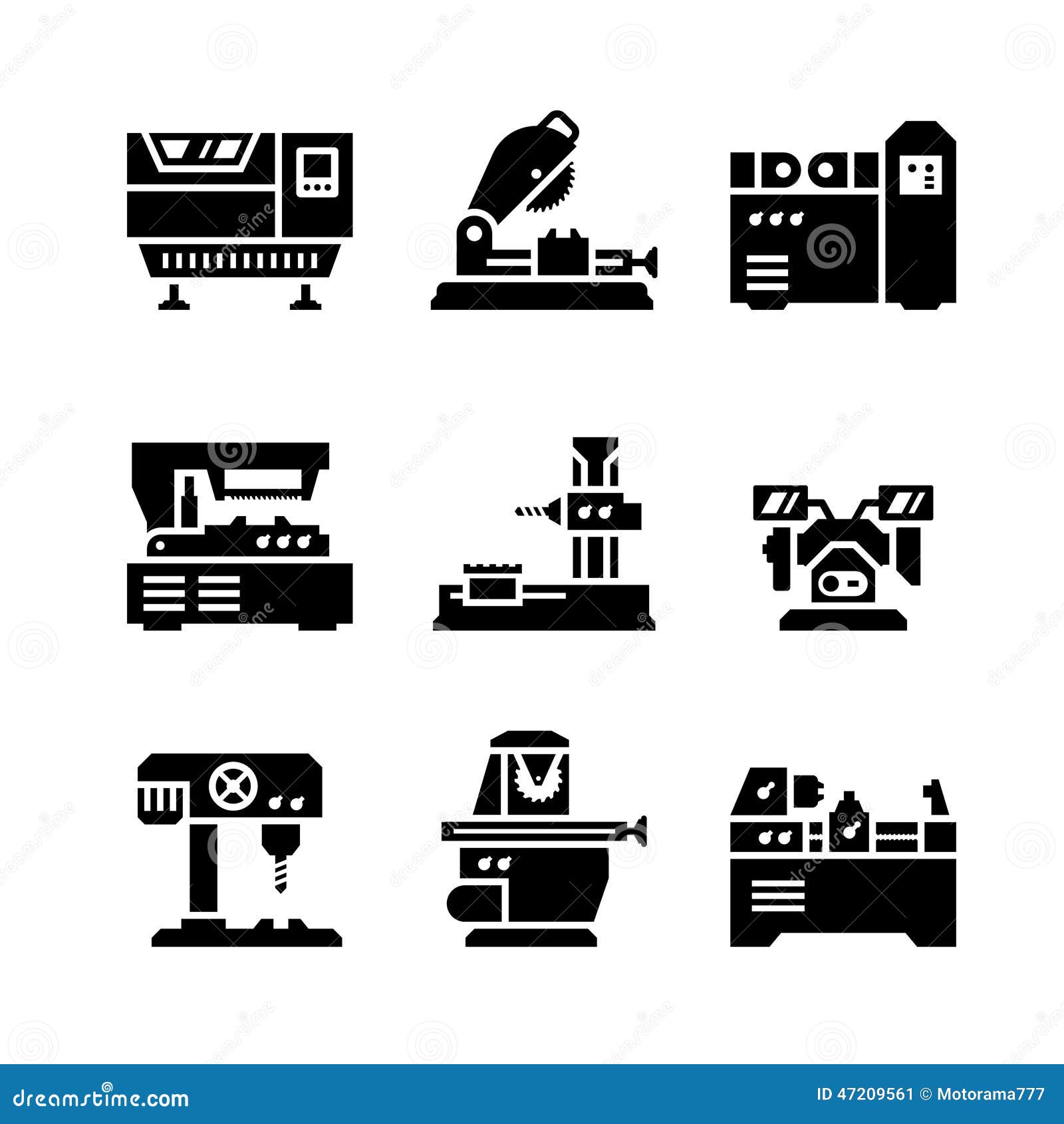 Vastgestelde Pictogrammen Van Werktuigmachine Vector Illustratie ...