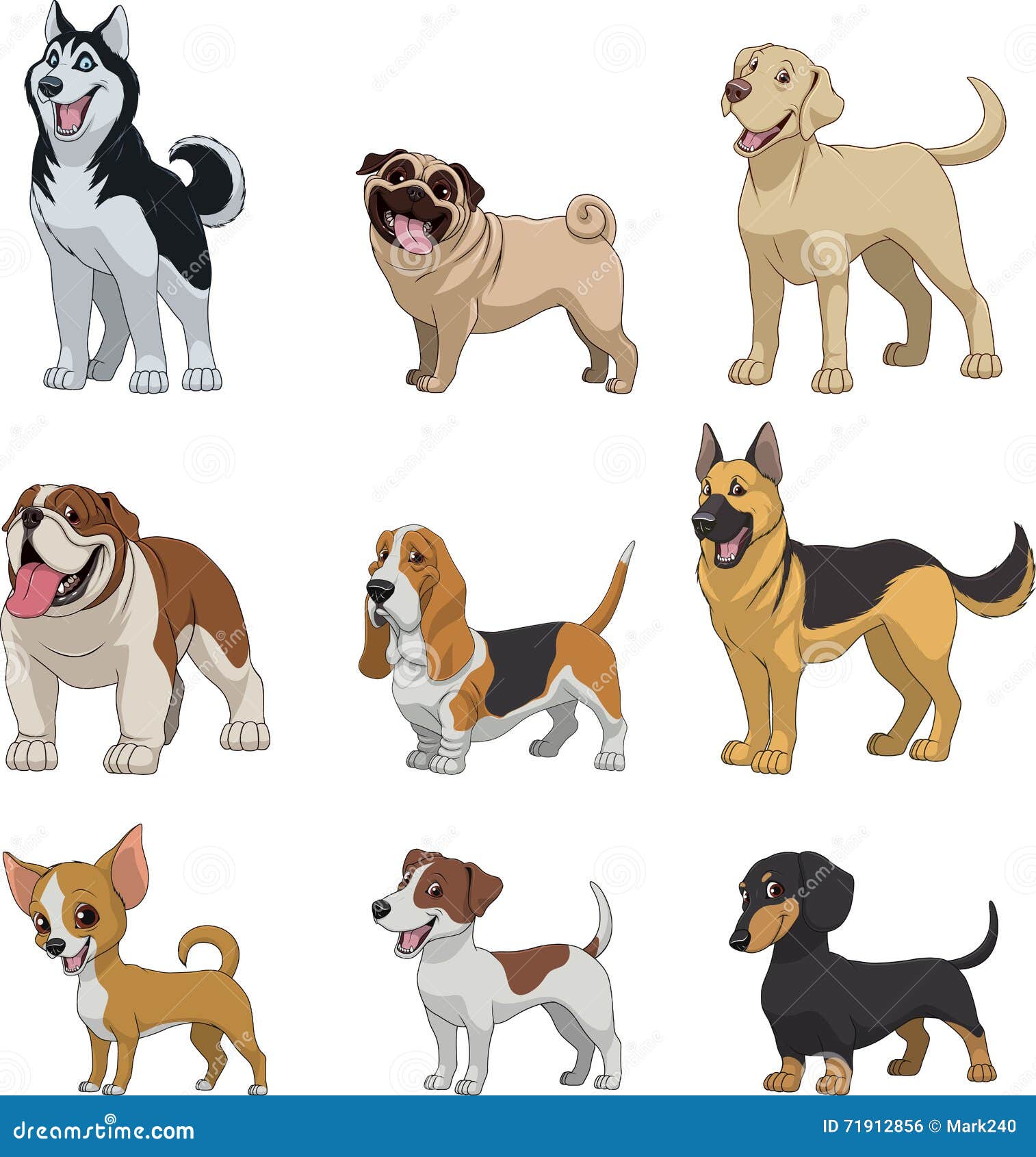 Vastgestelde rashonden vector illustratie. Illustration of peuk - 71912856