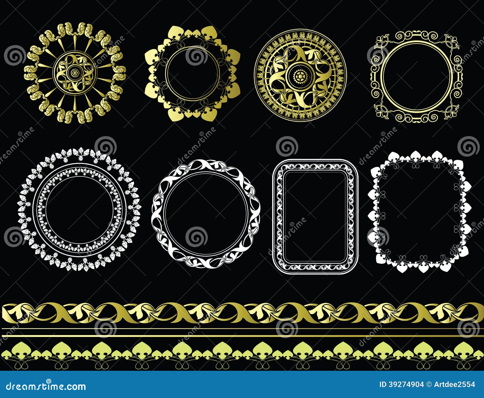 Vastgestelde ronde kaders vector illustratie. Illustration of etiket ...