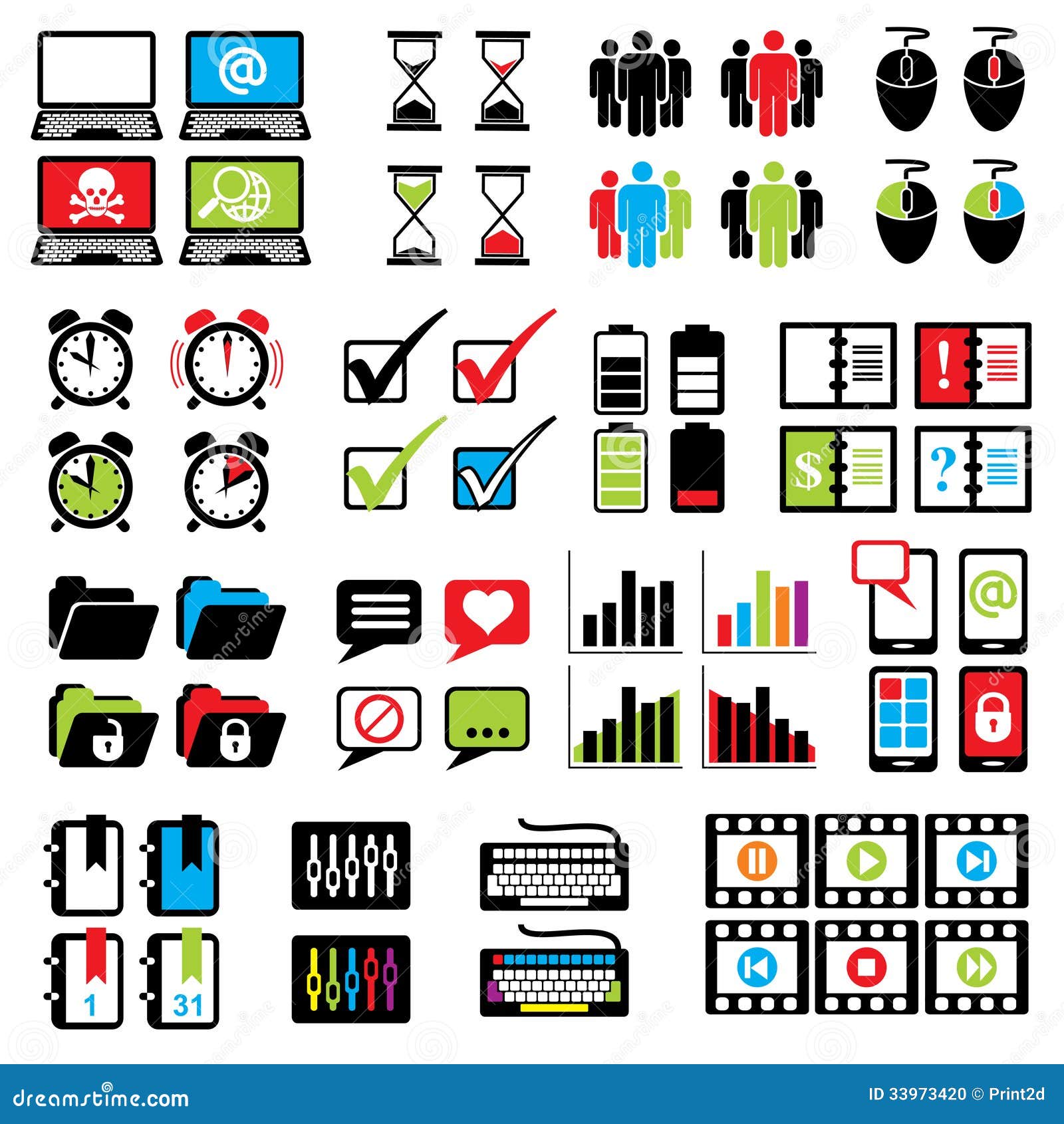 Vastgestelde Web-computer Pictogrammen Vector Illustratie ...