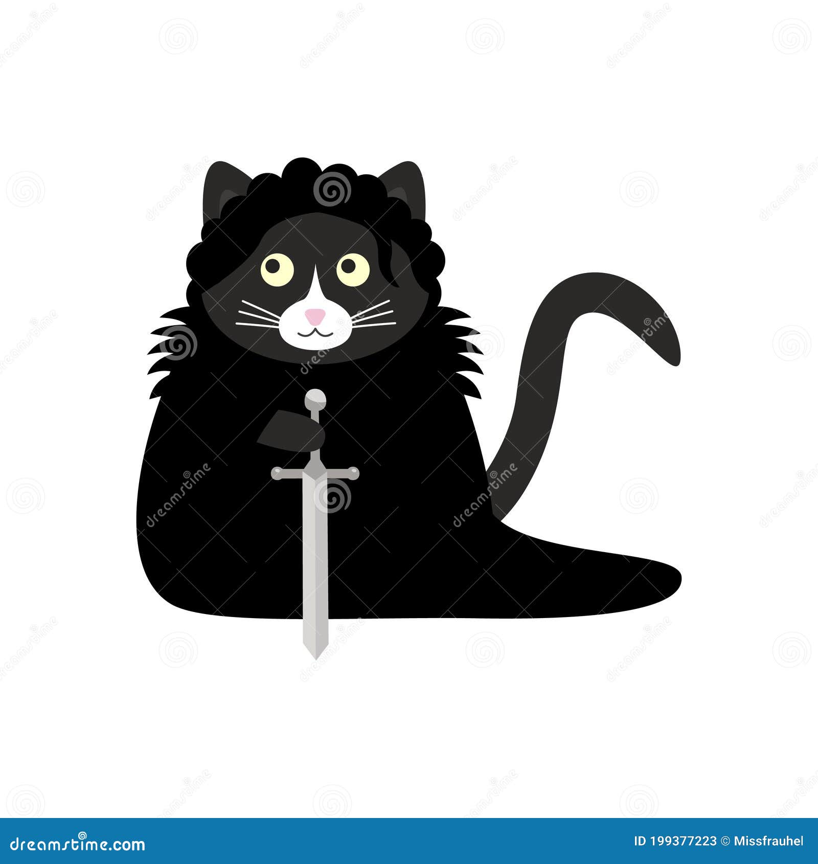 Cute Black Cat Jon Snow. Fan Art Game of Thrones Stock Vector ...