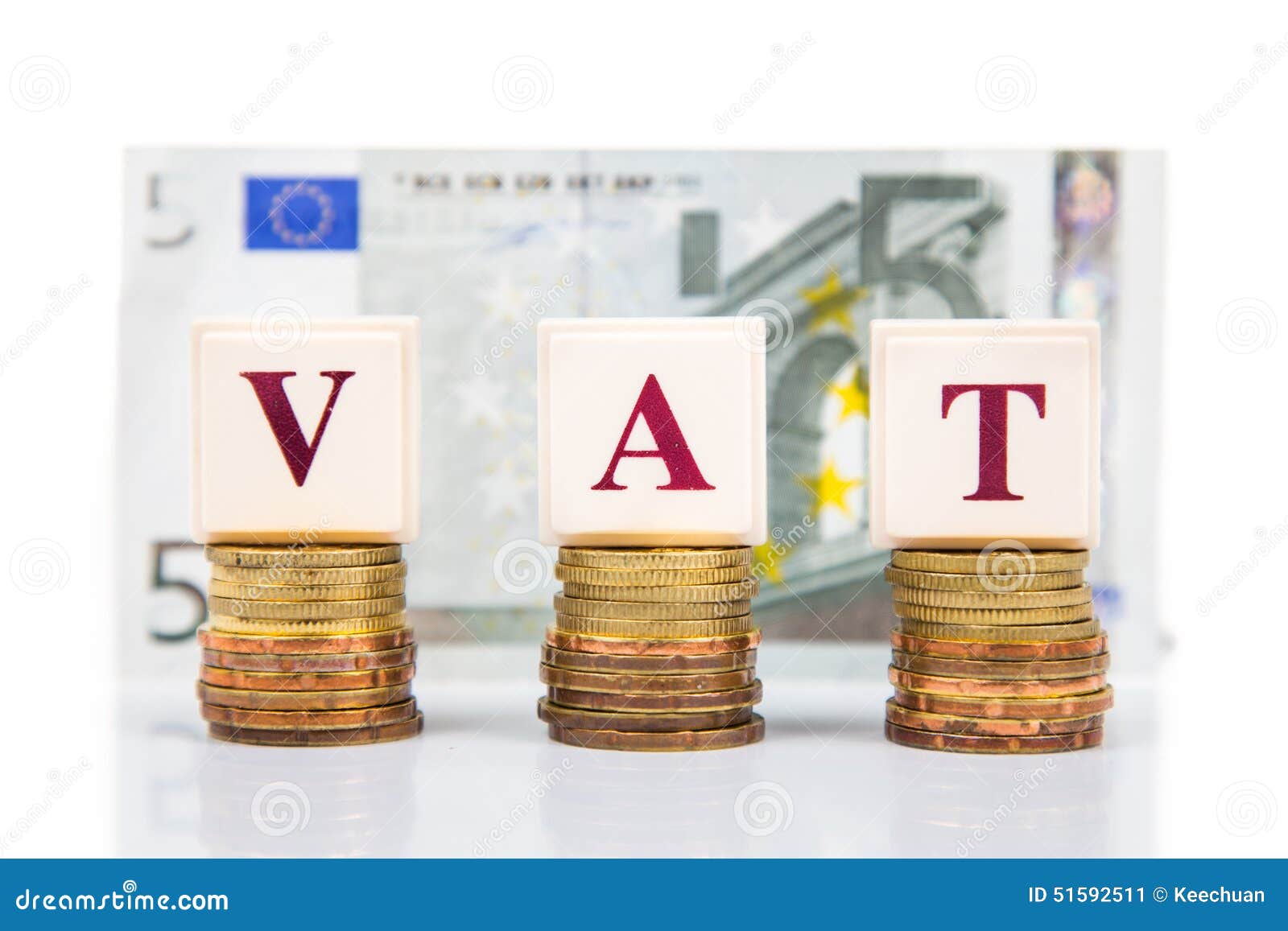VAT or Value Added Tax Concept with Stack of Coin and EURO Currency As ...