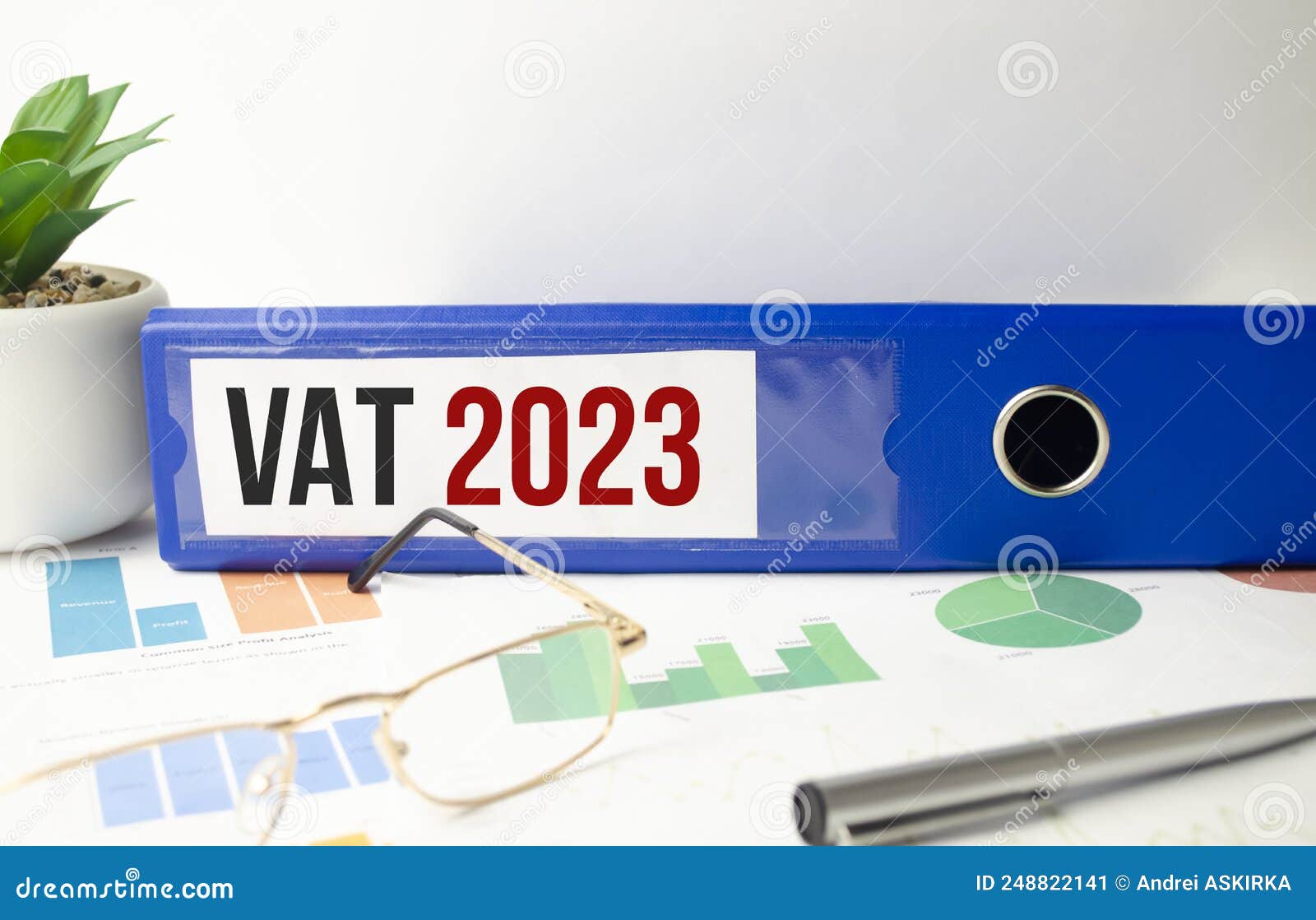 Vat 2023 Words on Blue File Folder and Charts Stock Image - Image of ...
