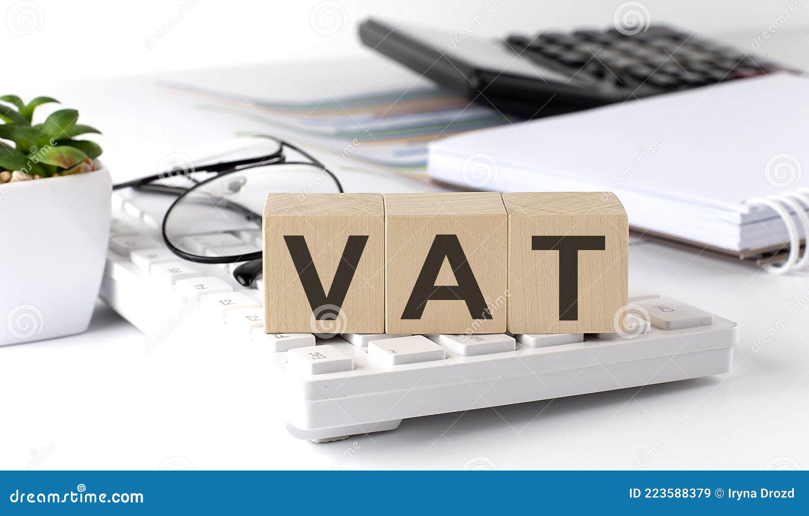 VAT Written on a Wooden Cube on Keyboard with Office Tools Stock Image ...