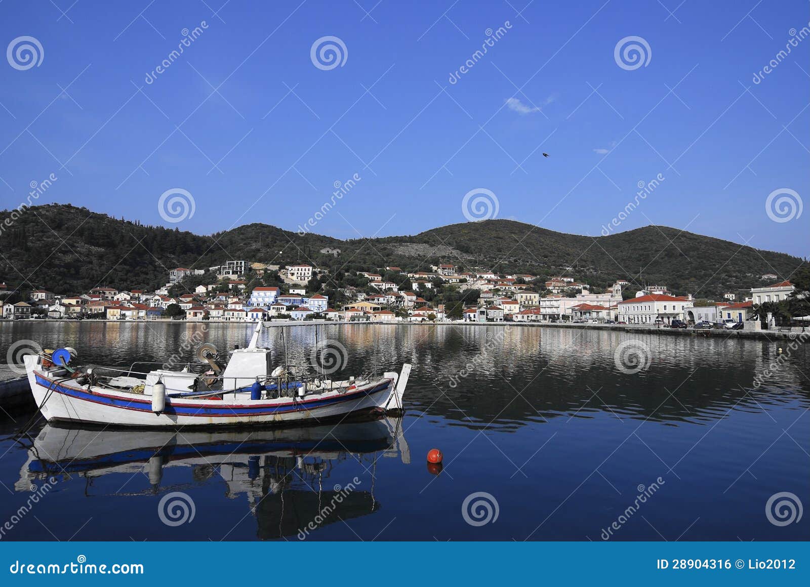 Vathi Harbor at Ithaki Island Stock Photo - Image of ithaca, harbor ...
