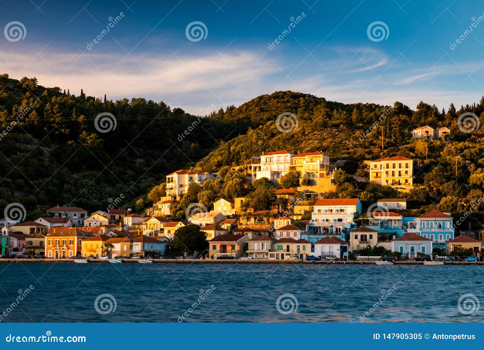 Vathy in Ithaca Island, Greece, at Sunset. Stock Image - Image of ...