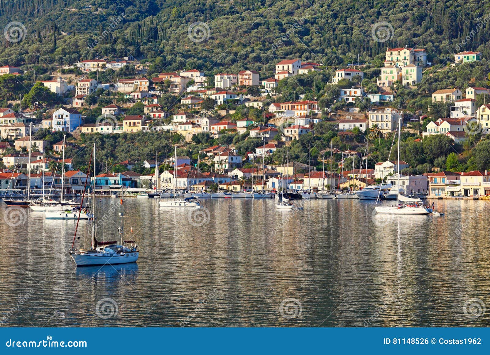 Vathy in Ithaki Island, Greece Stock Photo - Image of holidays, harbour ...