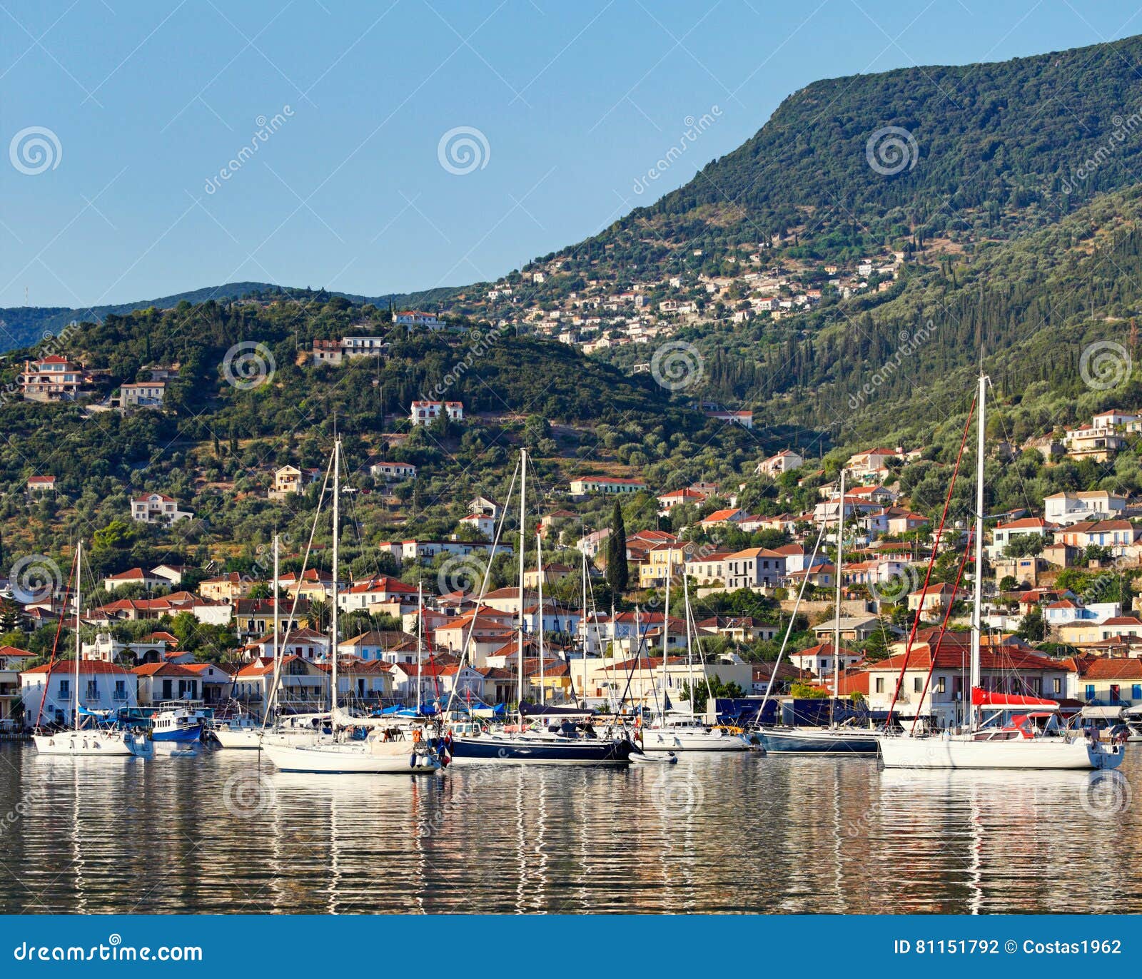 Vathy in Ithaki Island, Greece Stock Photo - Image of color, ithaka ...