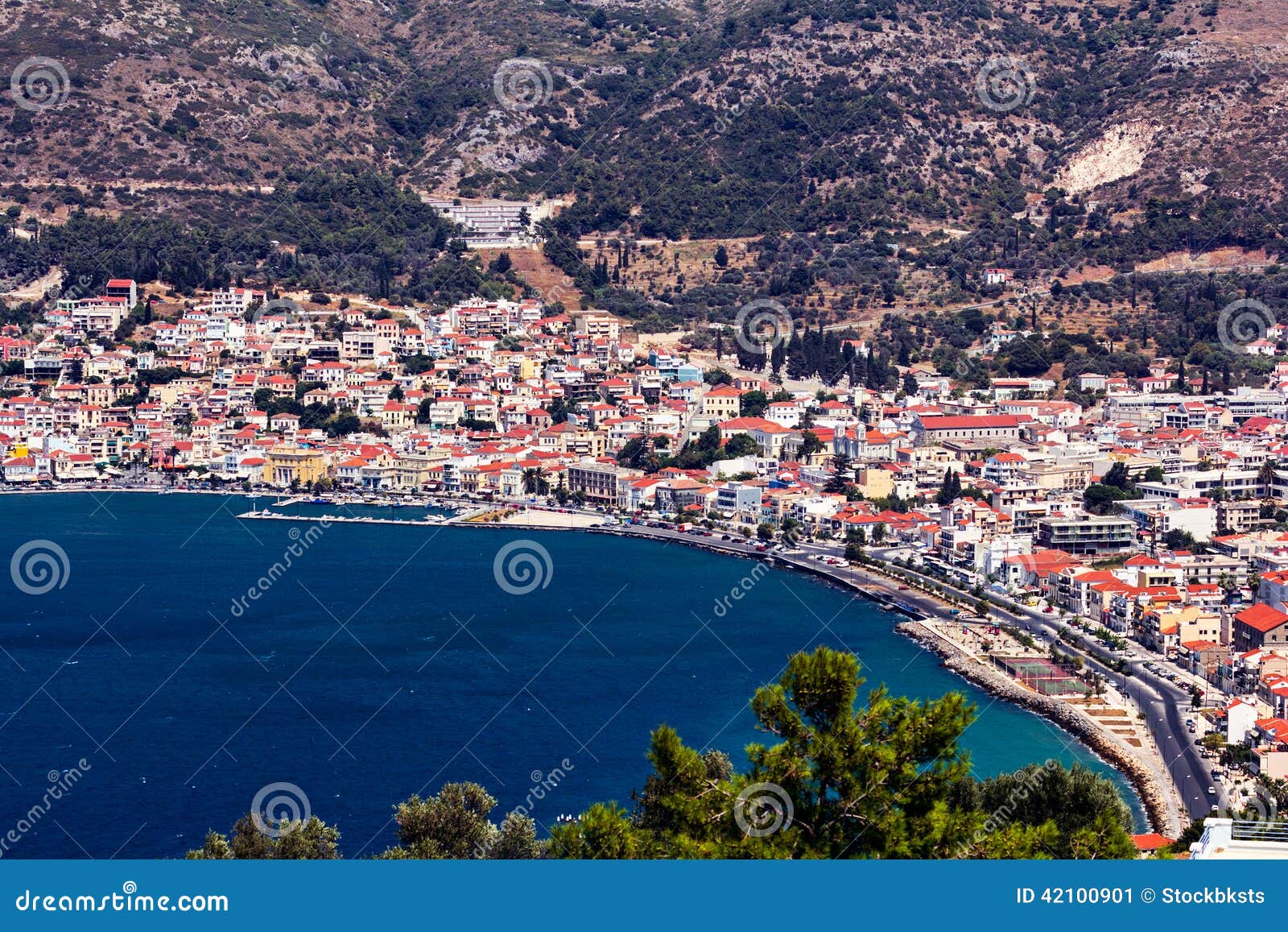 Vathy Samos stock image. Image of shore, village, island - 42100901