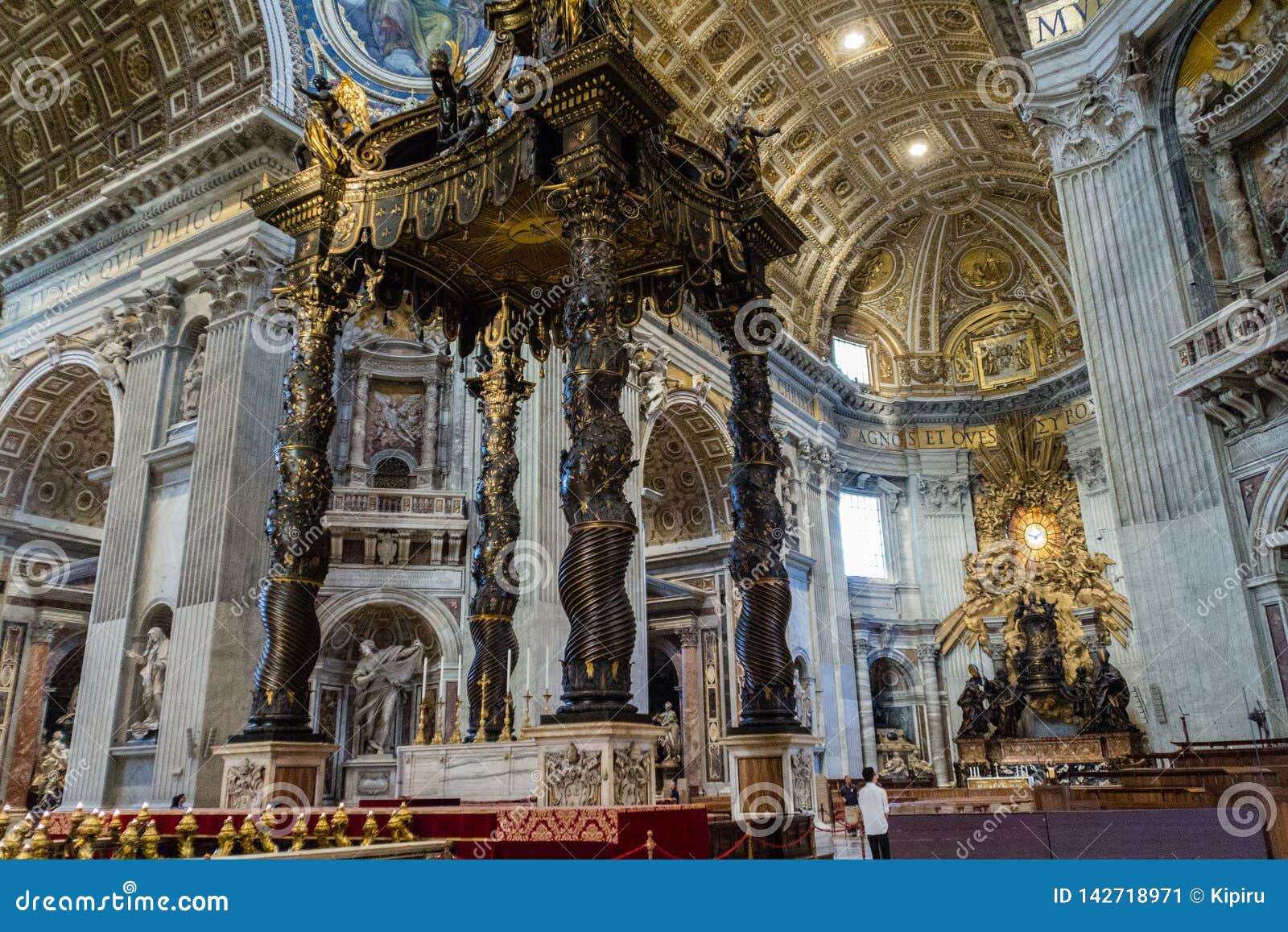 Vatican - 28 August 2017: Altar with Bernini`s Baldacchino. Interior of ...