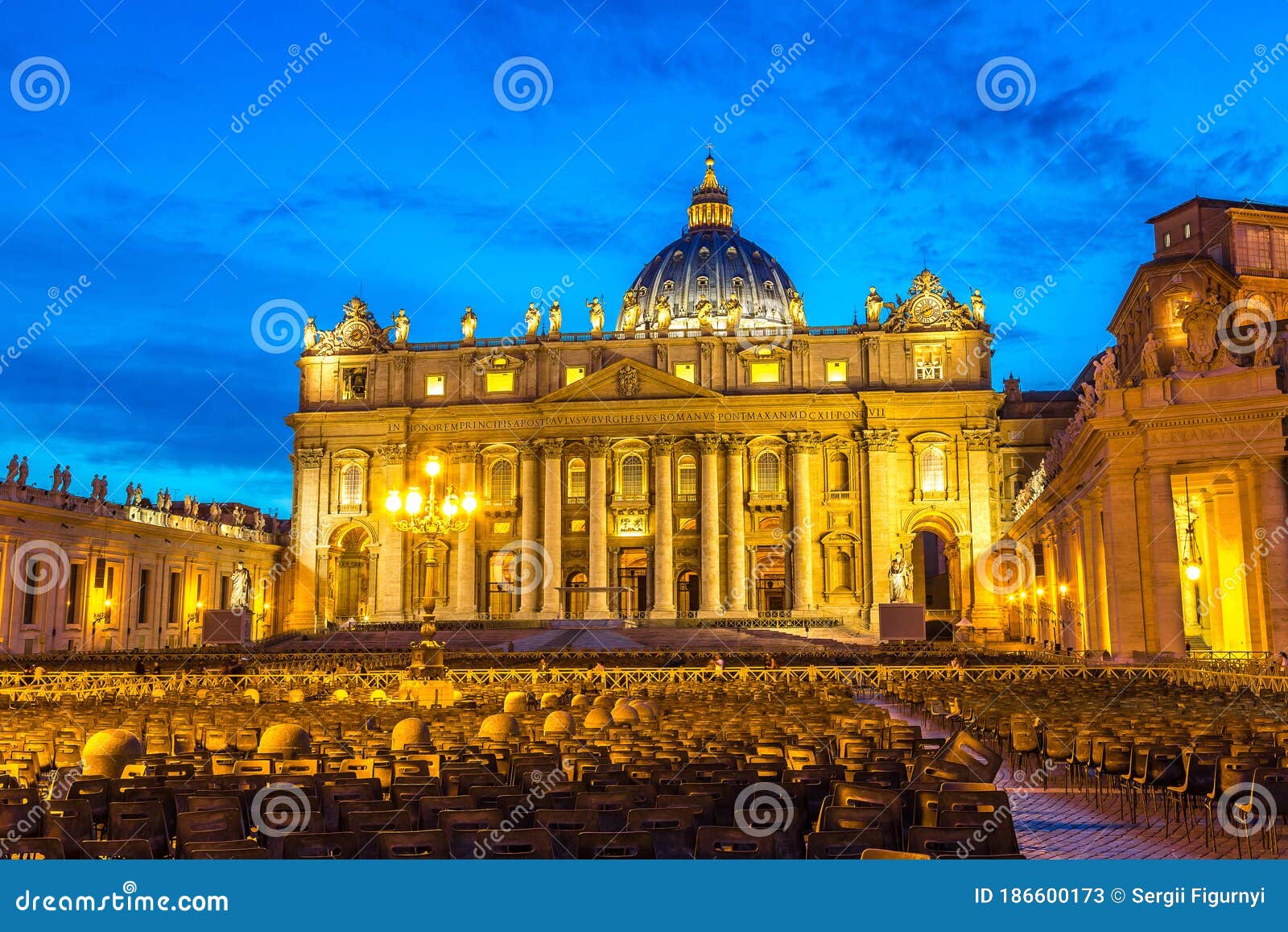 Vatican at night editorial stock photo. Image of europe - 186600173