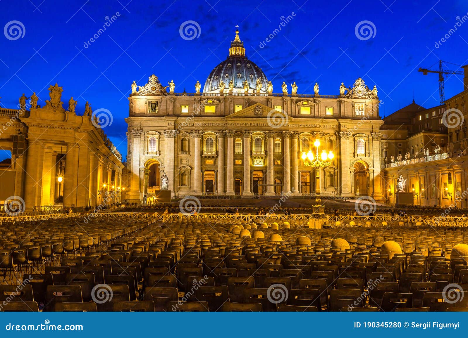 Vatican at night editorial image. Image of architecture - 190345280