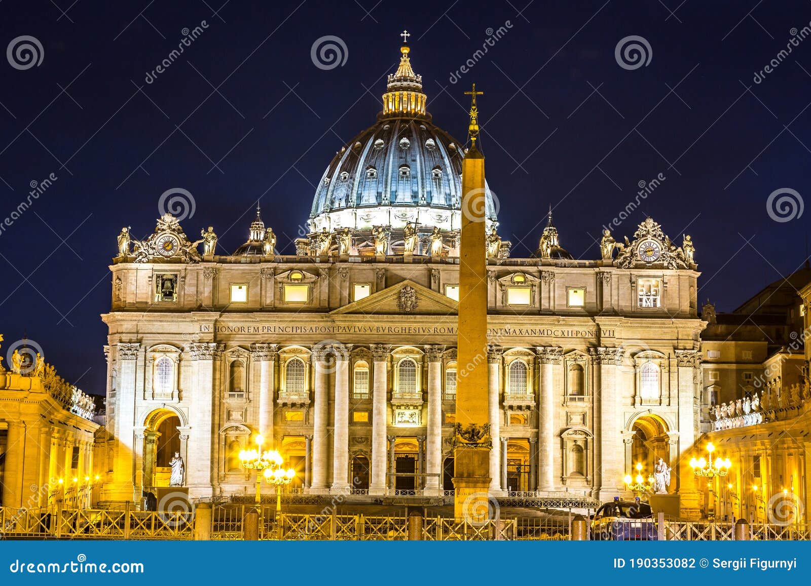 Vatican at night editorial photography. Image of roma - 190353082
