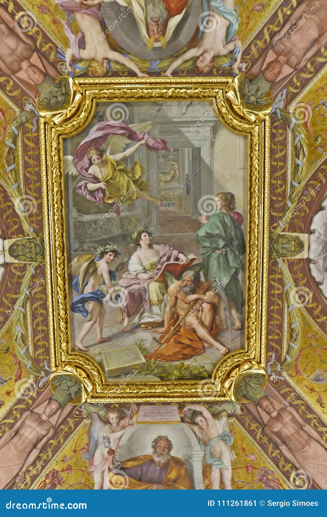 Art Painting Of Ceiling In Central Hall Of Villa Borghese, Rome ...