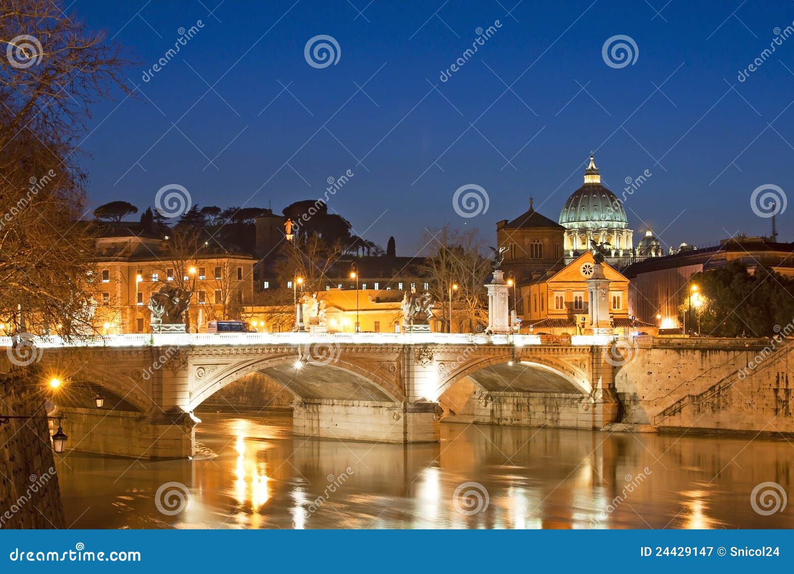 Vatican in Rome at night stock image. Image of evening - 24429147
