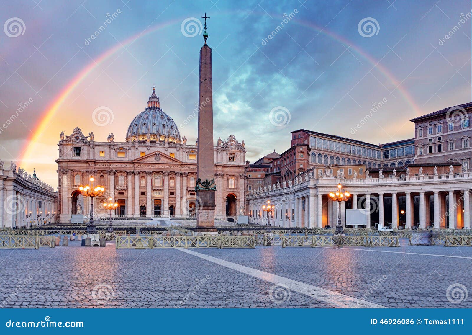 Vatican - Saint Peter S Square with Rainbow, Rome Editorial Photo ...