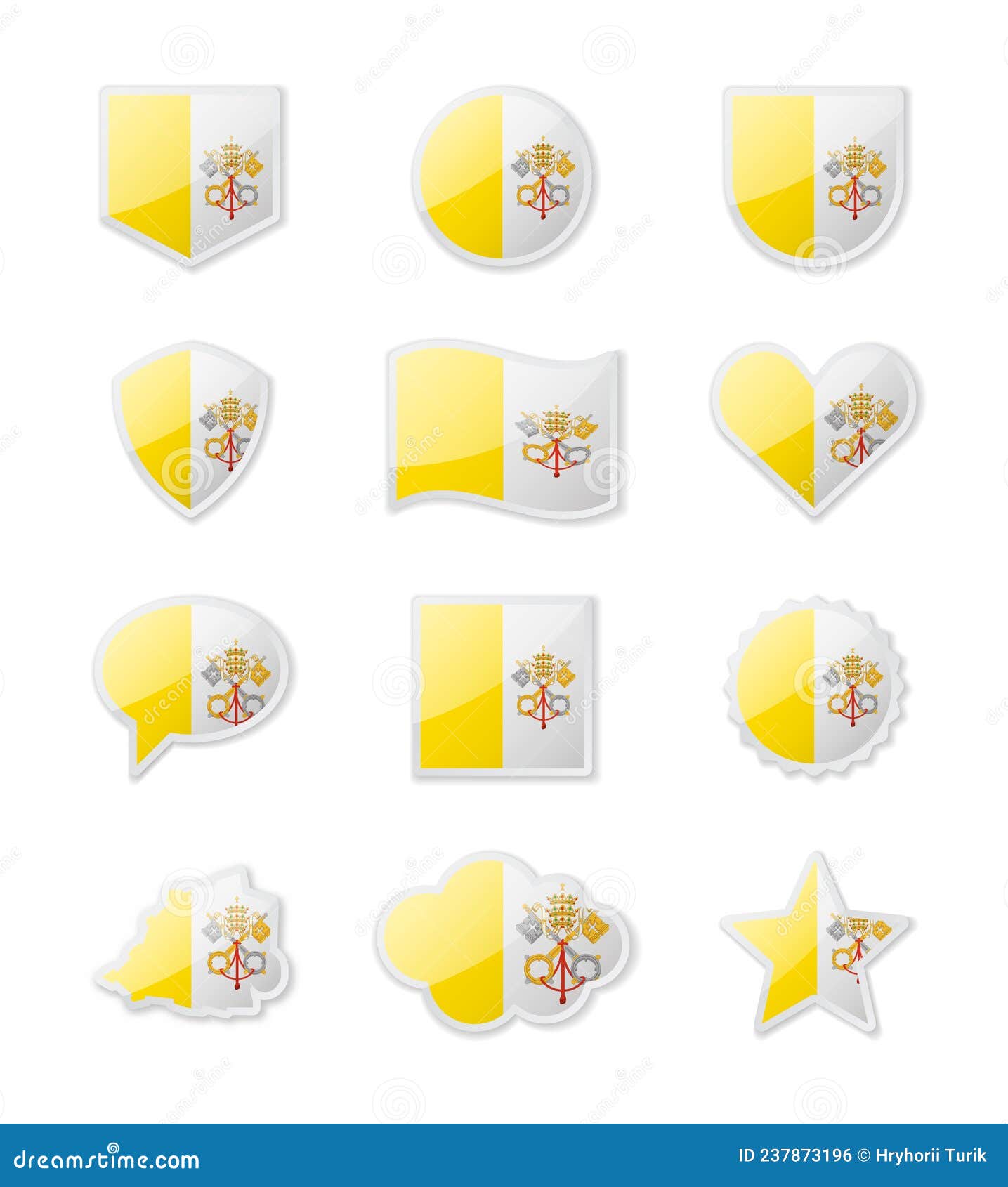 Vatican - Set of Country Flags in the Form of Stickers of Various ...