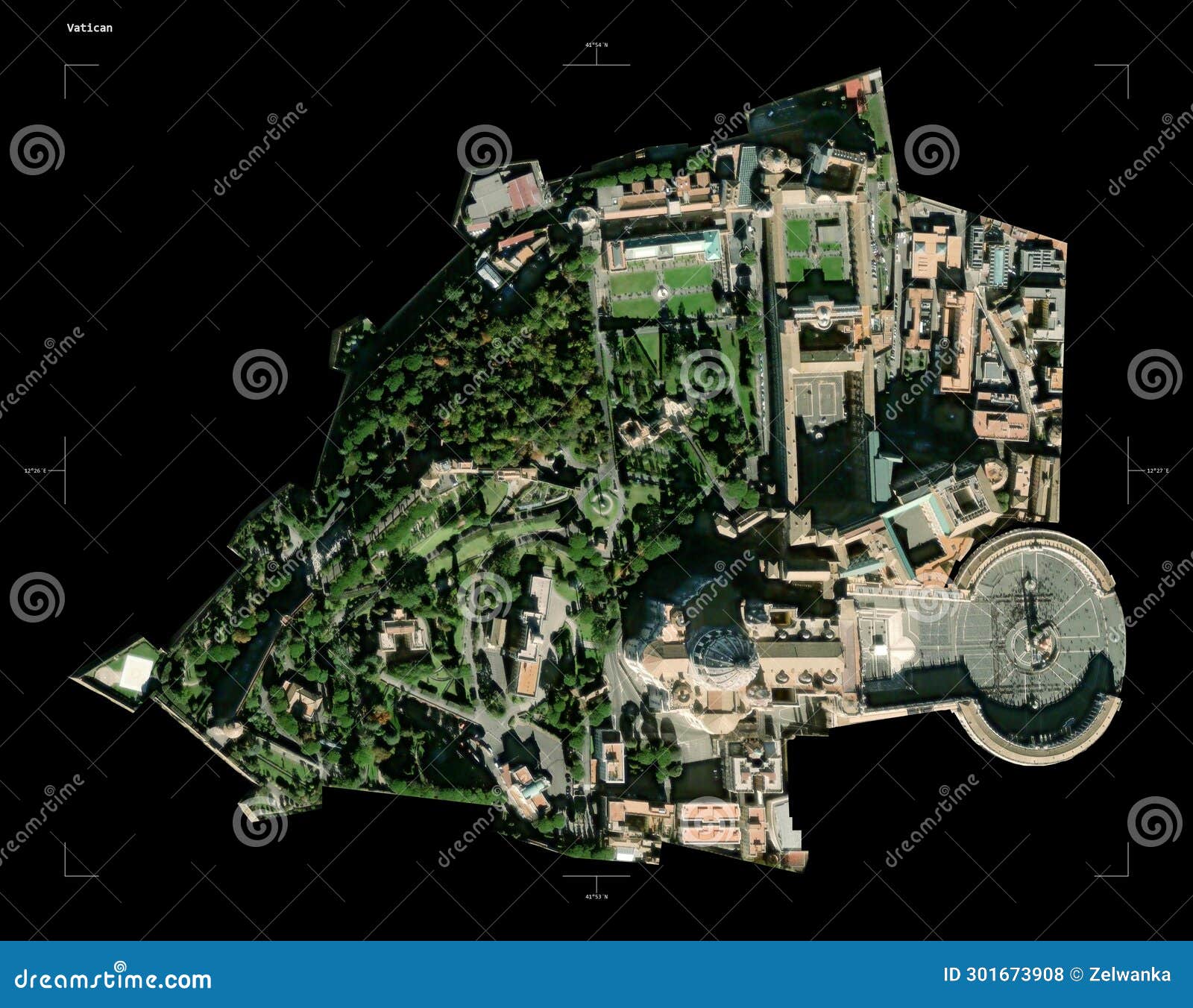 Vatican Shape on Black. Low-res Satellite Stock Illustration ...
