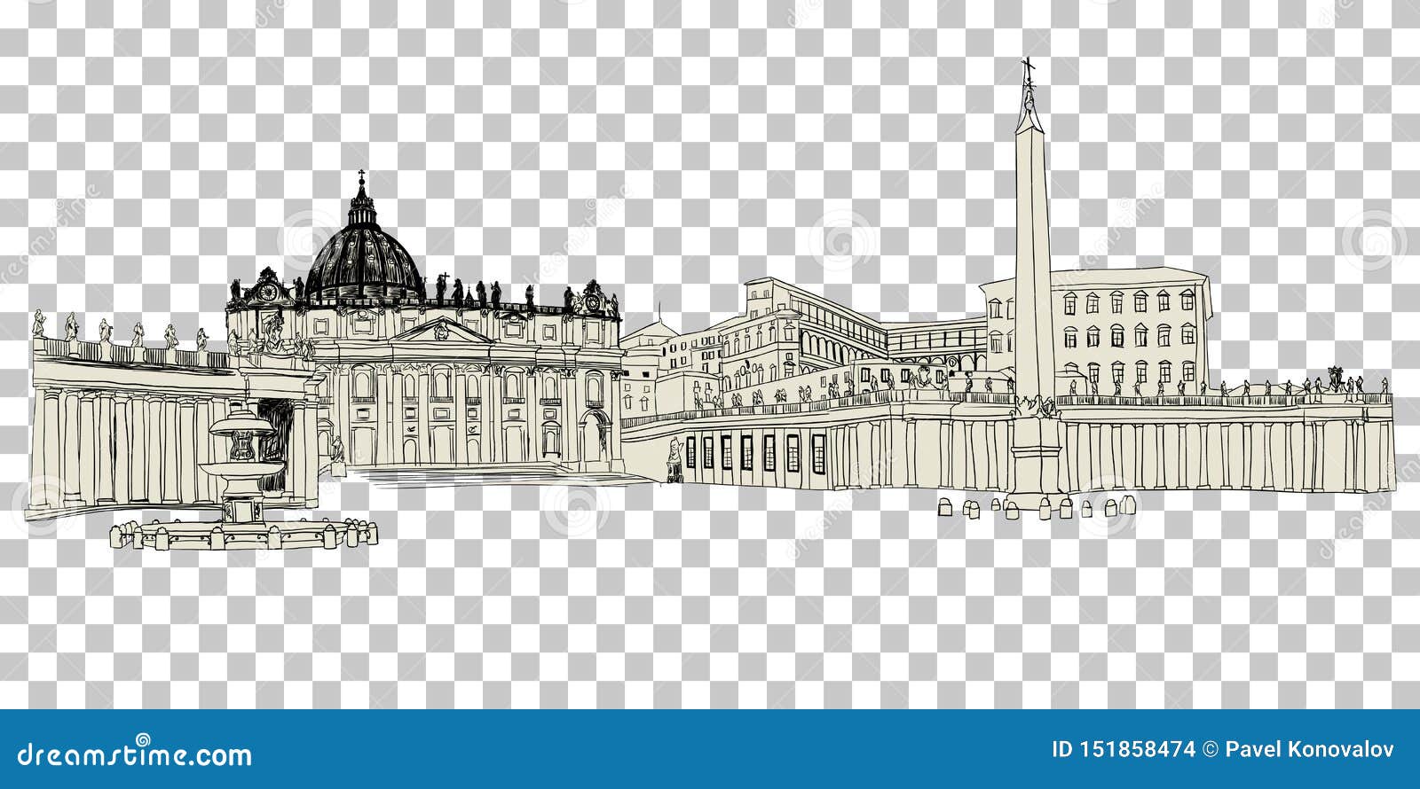 Vatican sketch stock vector. Illustration of international - 151858474