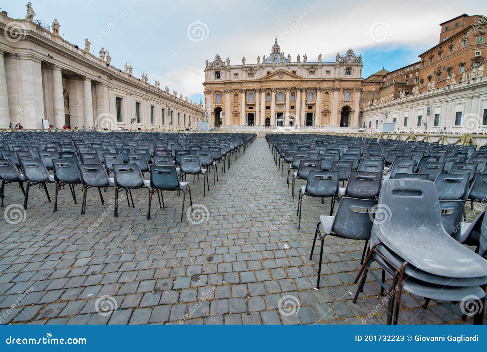 Vatican Square with Chairs Ready for Pope Speech on Sunday Editorial ...