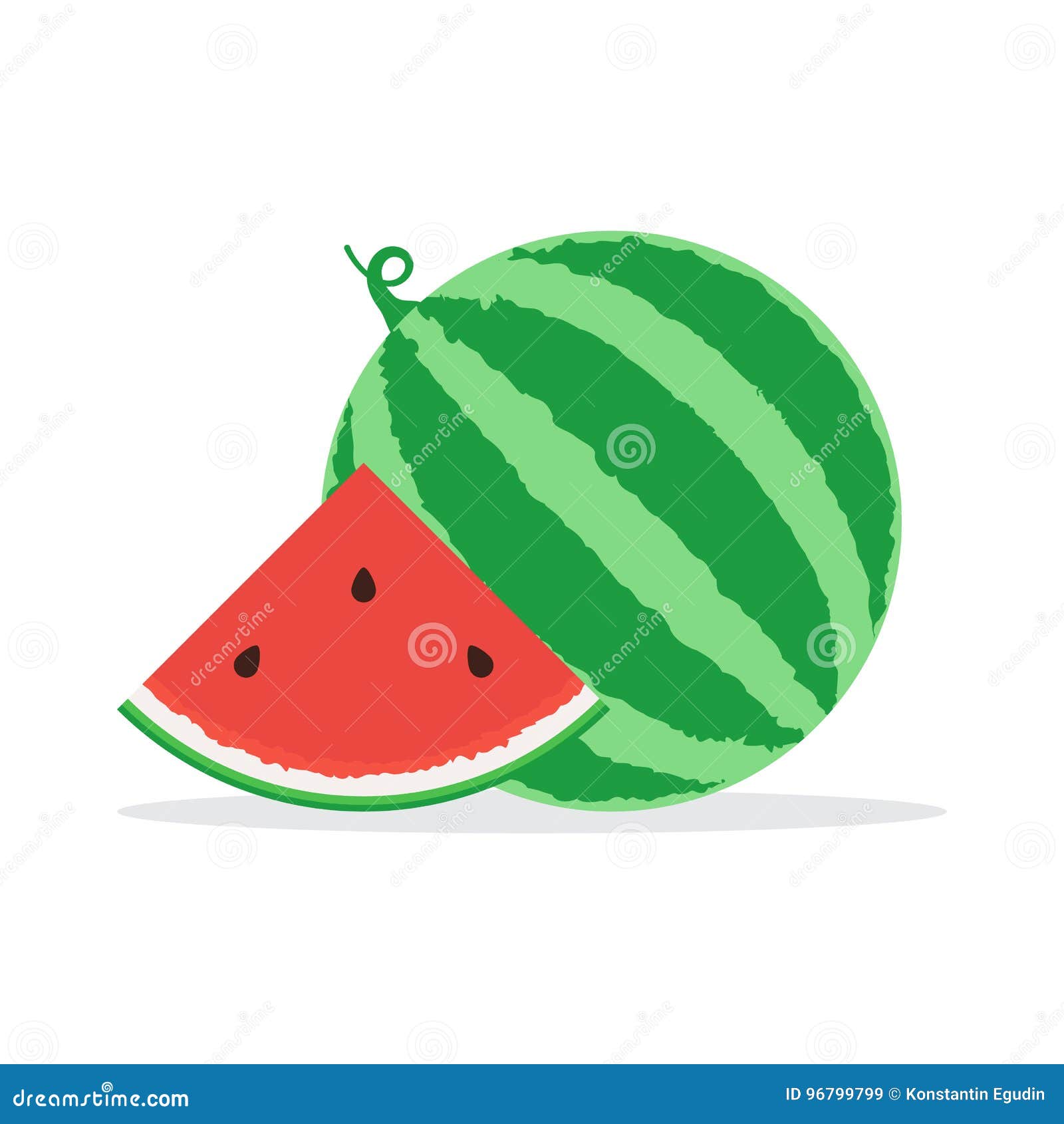Vattenmelon och skiva vektor illustrationer. Illustration av plant ...