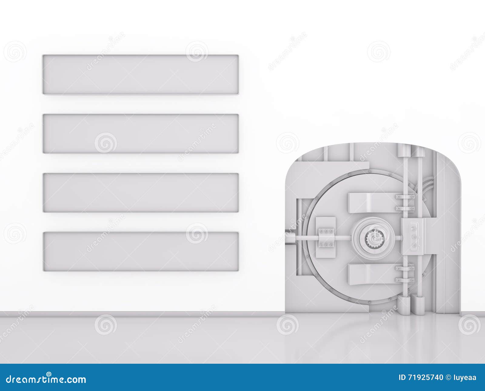 Vault Door and Banner Stripes on White, 3D Stock Illustration ...