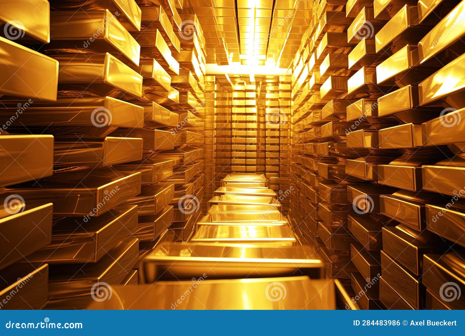 Vault Full of Stacked Gold Bars or Gold Bricks Stock Illustration ...