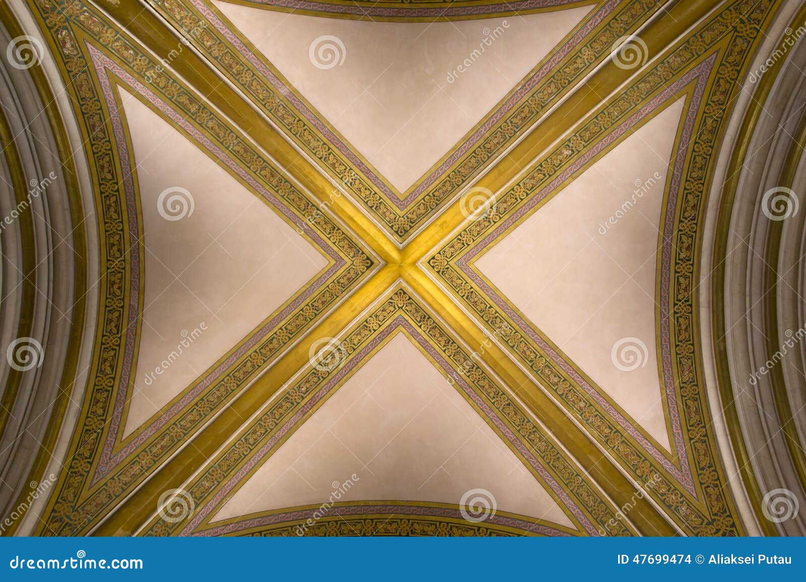 Vault with gilded ribs stock photo. Image of vault, architecture - 47699474