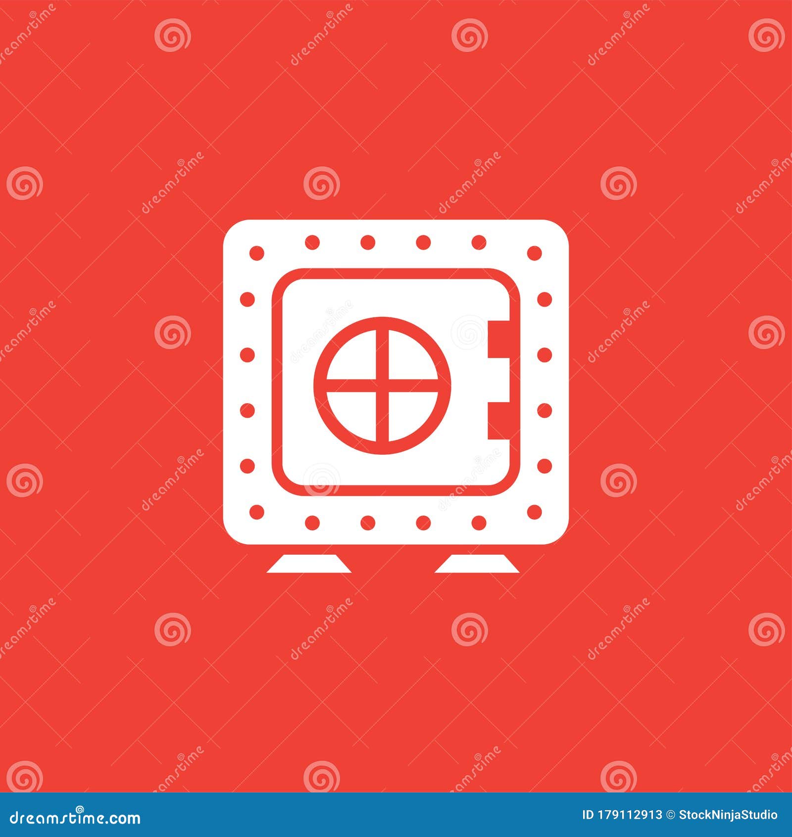 Vault Icon on Red Background. Red Flat Style Vector Illustration Stock ...