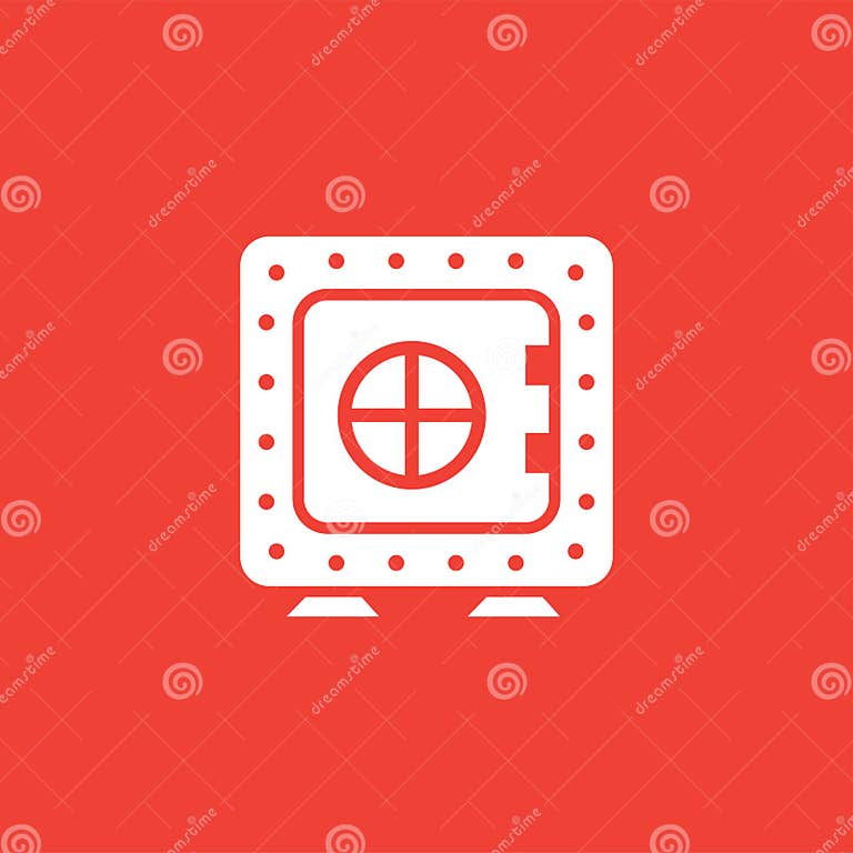 Vault Icon on Red Background. Red Flat Style Vector Illustration Stock ...