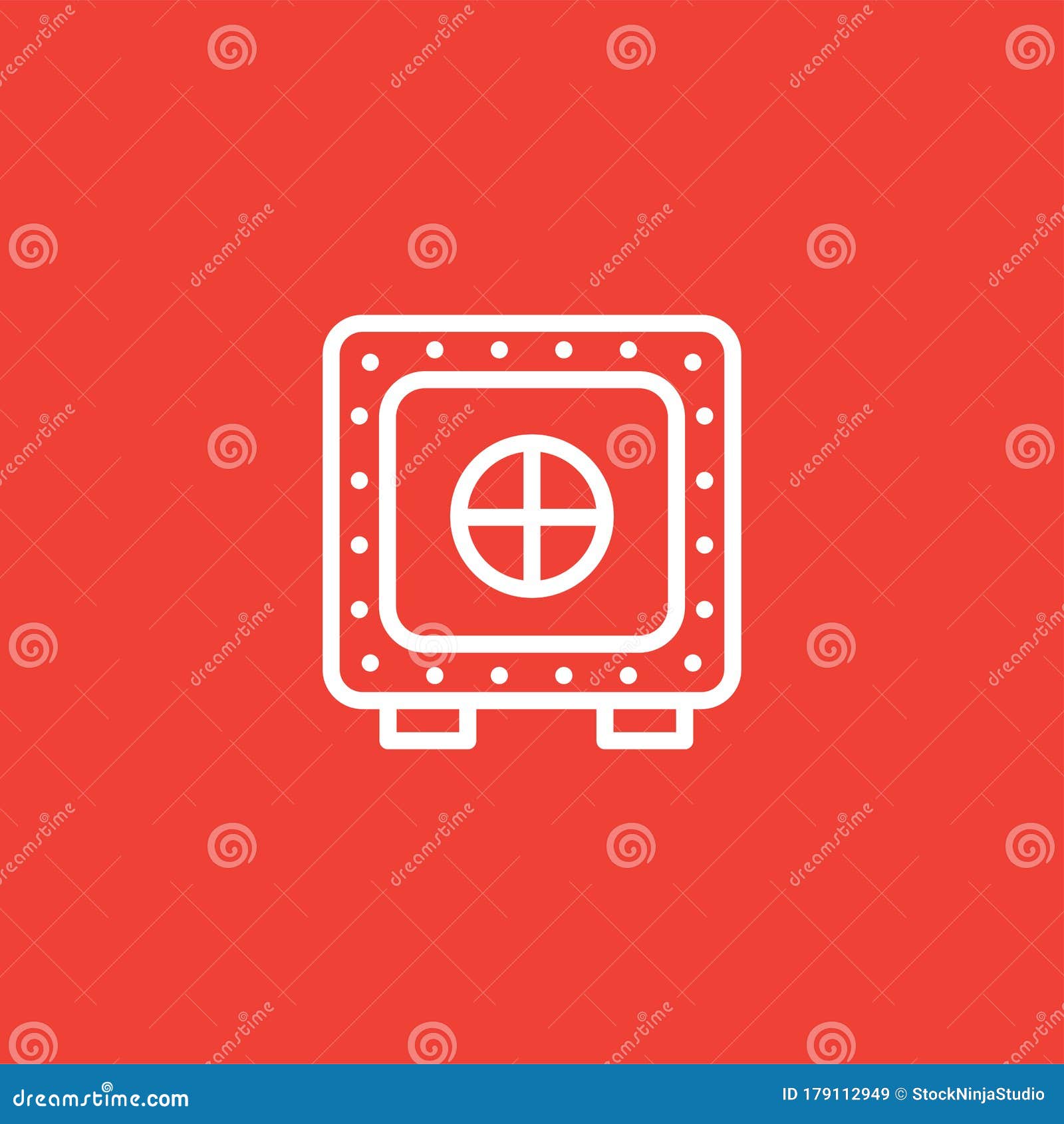 Vault Line Icon on Red Background. Red Flat Style Vector Illustration ...