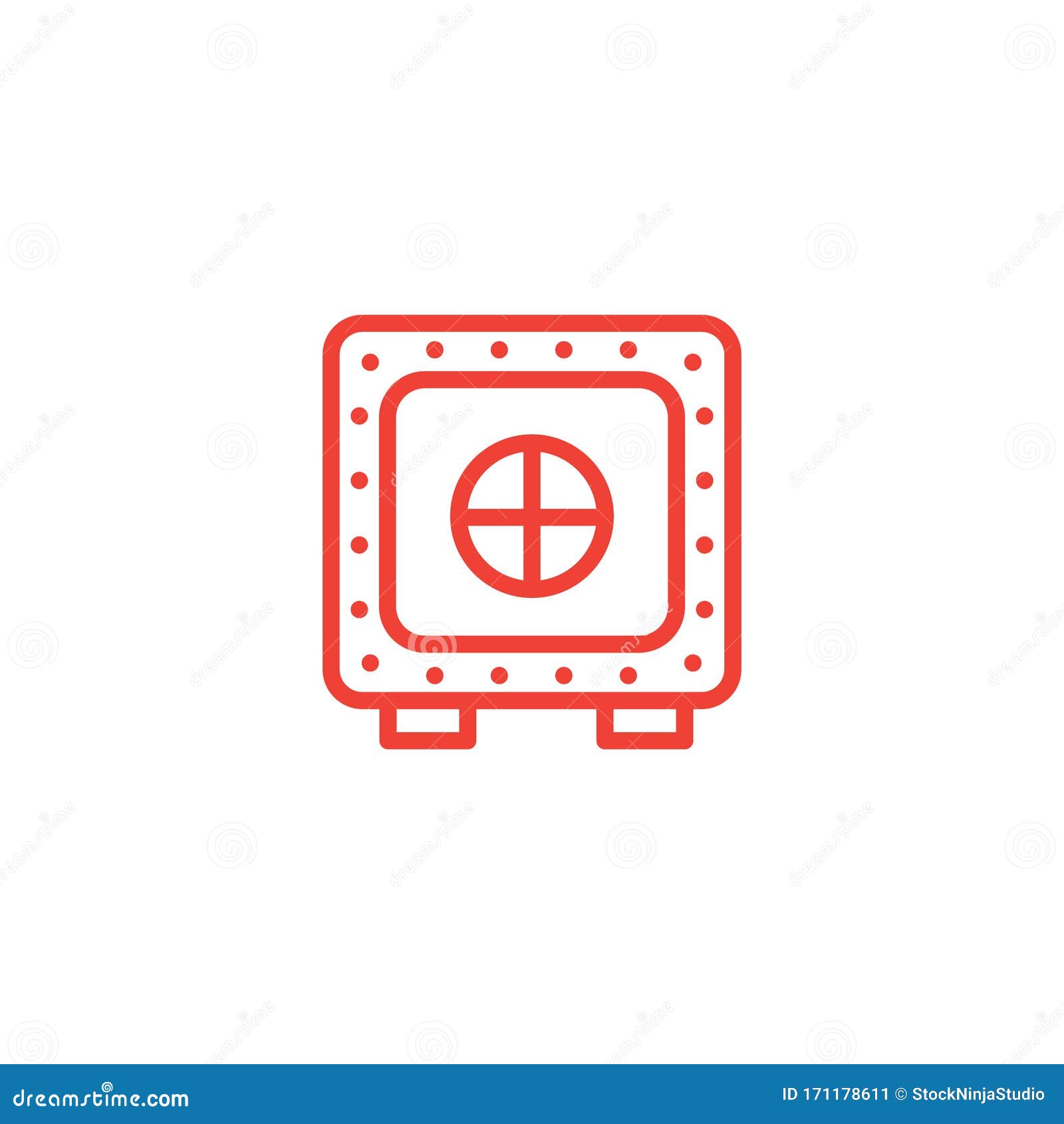 Vault Line Red Icon on White Background. Red Flat Style Vector ...
