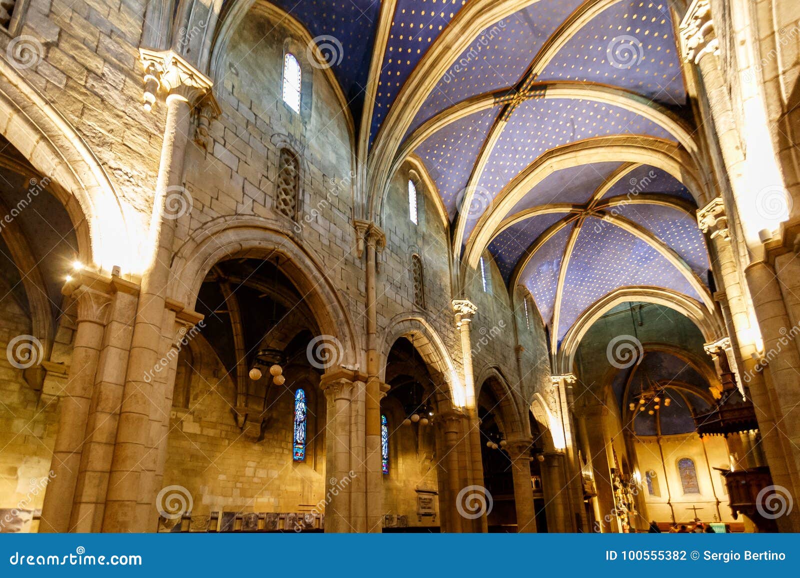 Vaulted Gothic Ceiling in a Church Stock Photo - Image of worship ...