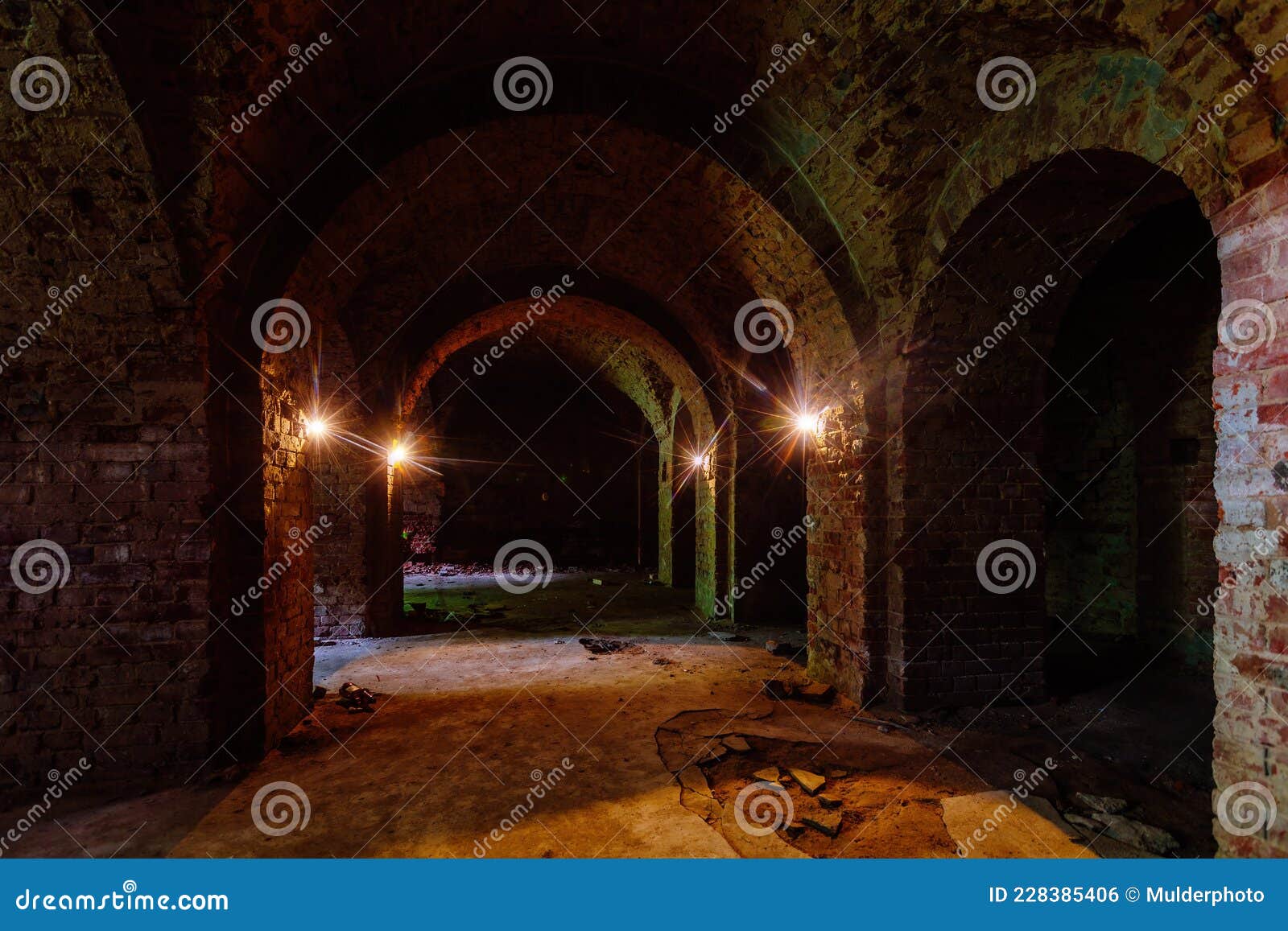 Vaulted Red Brick Dungeon Under Old Castle Stock Photo - Image of ...