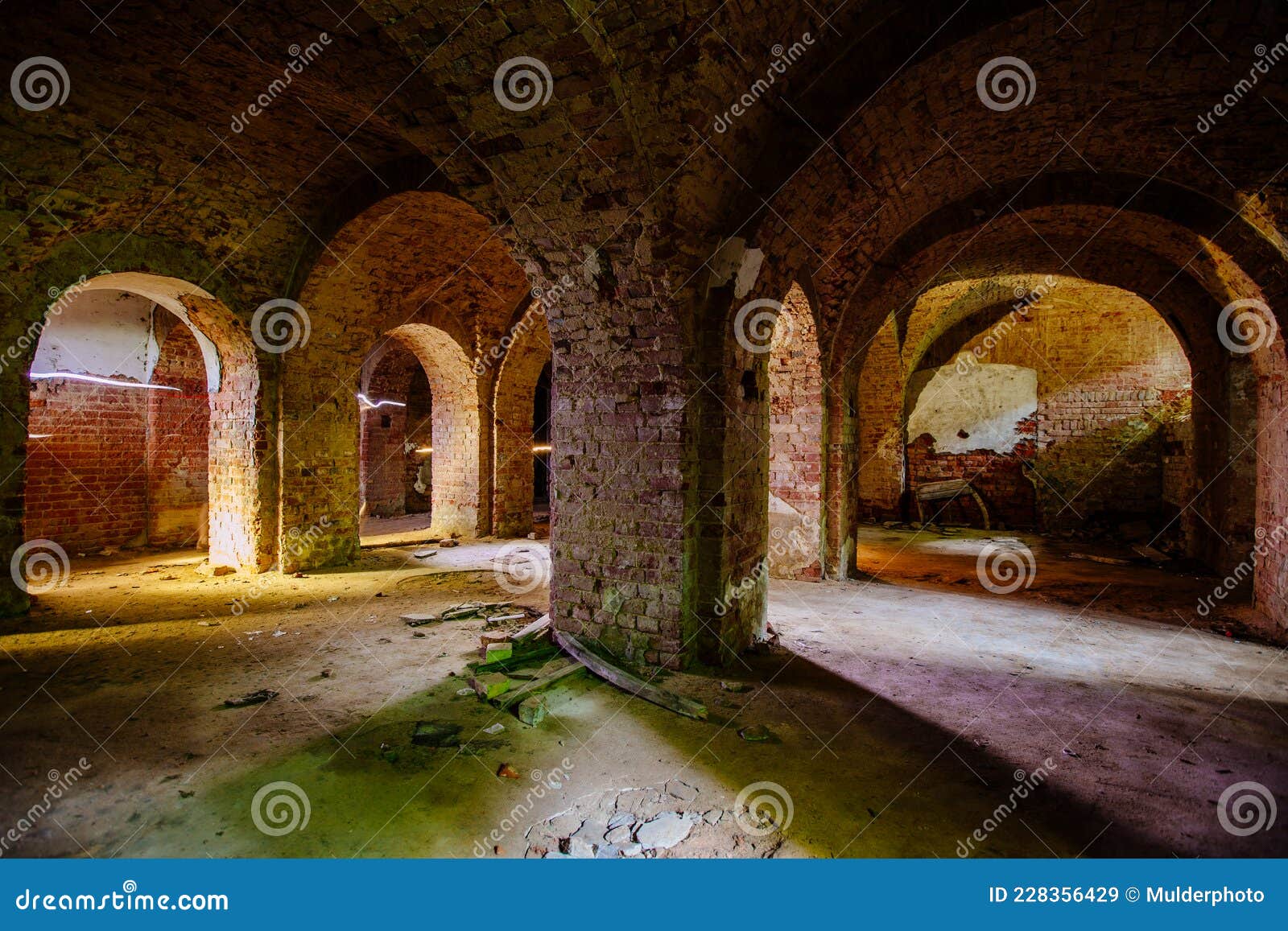 Vaulted Red Brick Dungeon Under Old Mansion Stock Image - Image of dark ...
