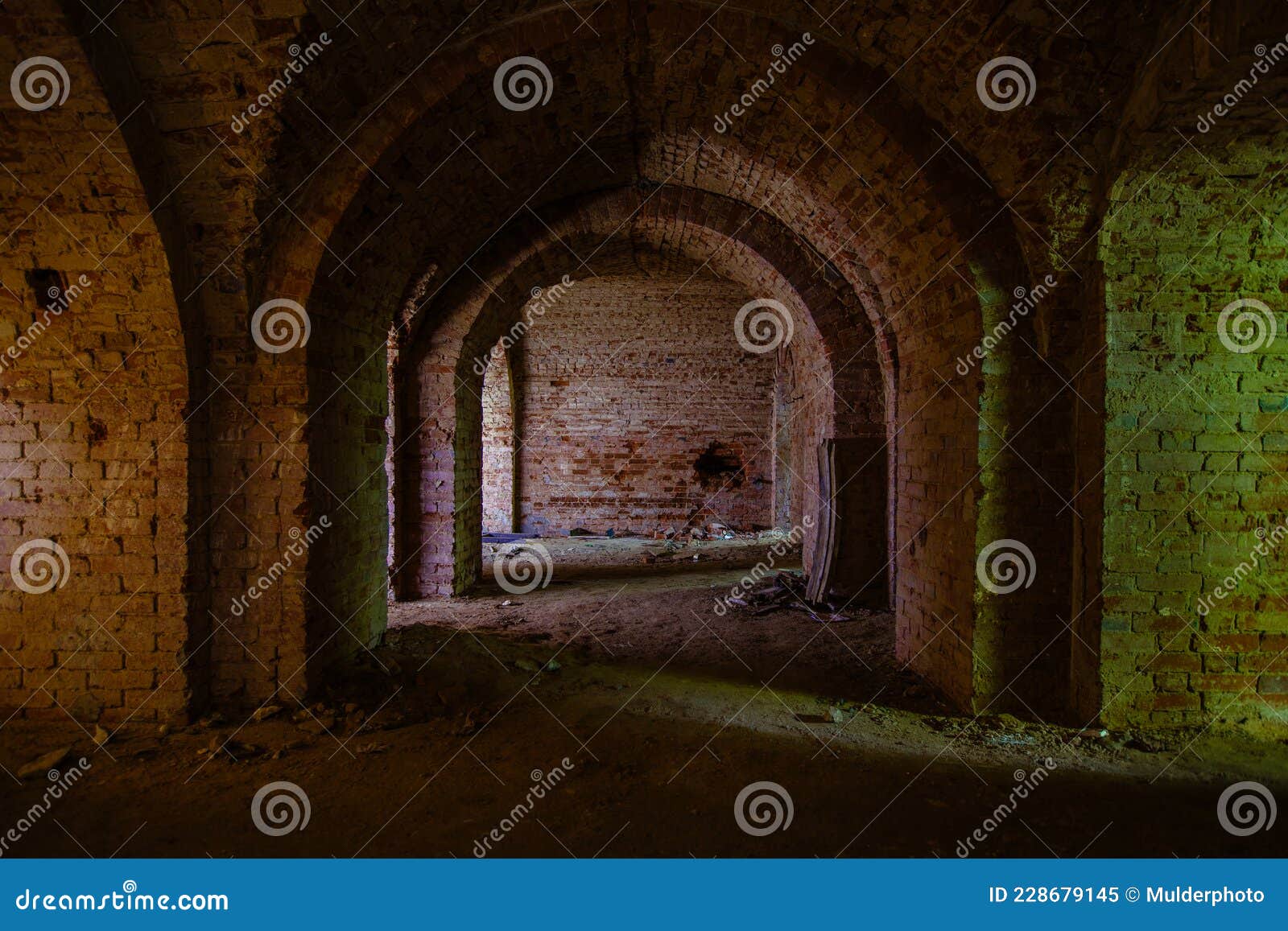 Vaulted Red Brick Dungeon Under Old Mansion Stock Image - Image of ...