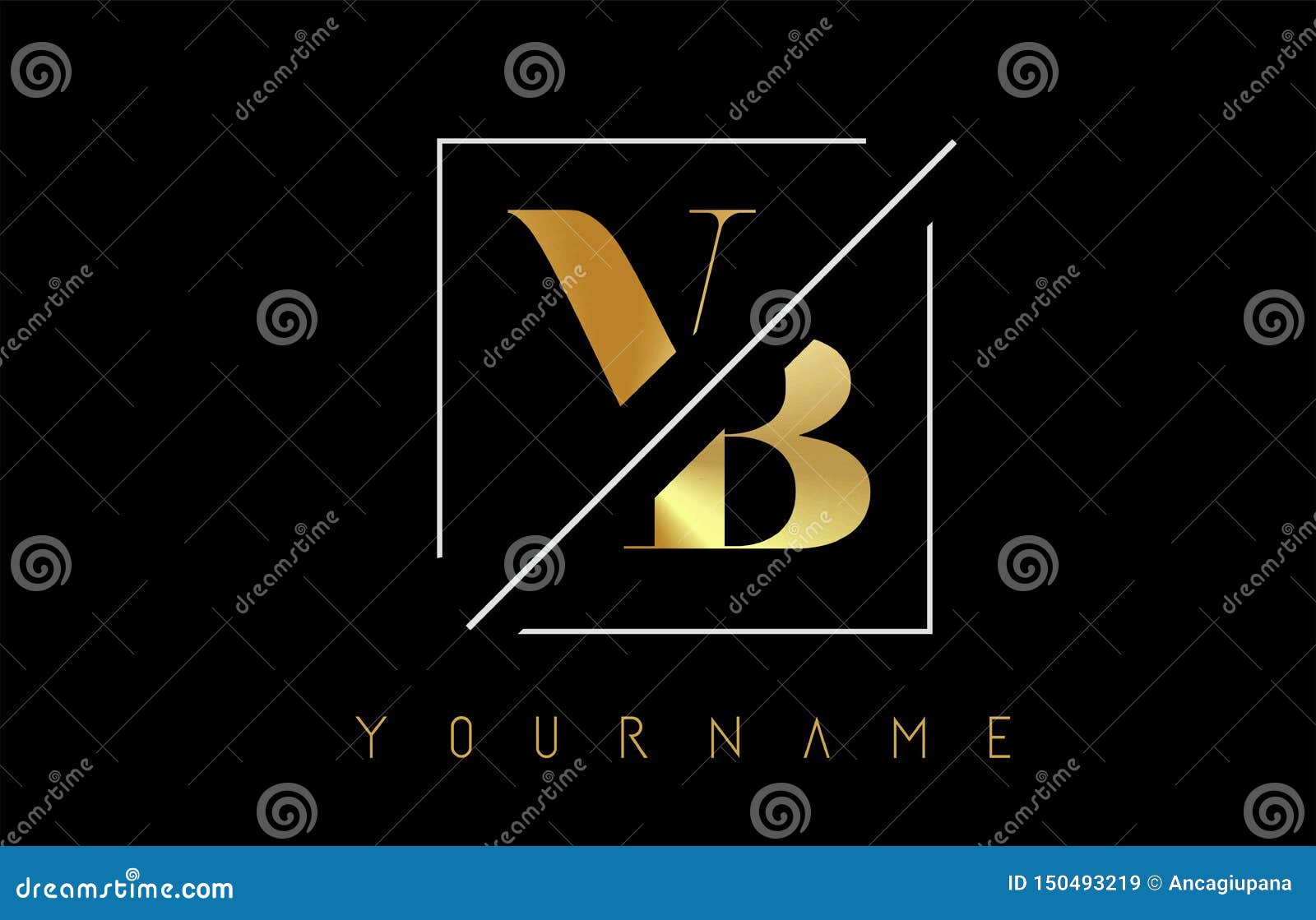 VB Golden Letter Logo with Cutted and Intersected Design Stock Vector ...