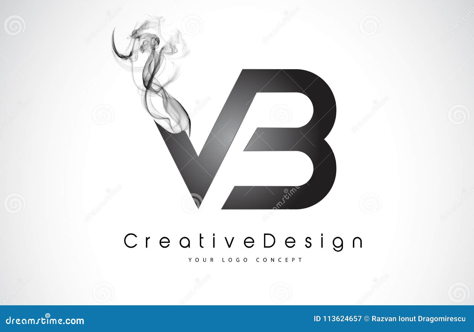 VB Letter Logo Design with Black Smoke. Stock Vector - Illustration of ...