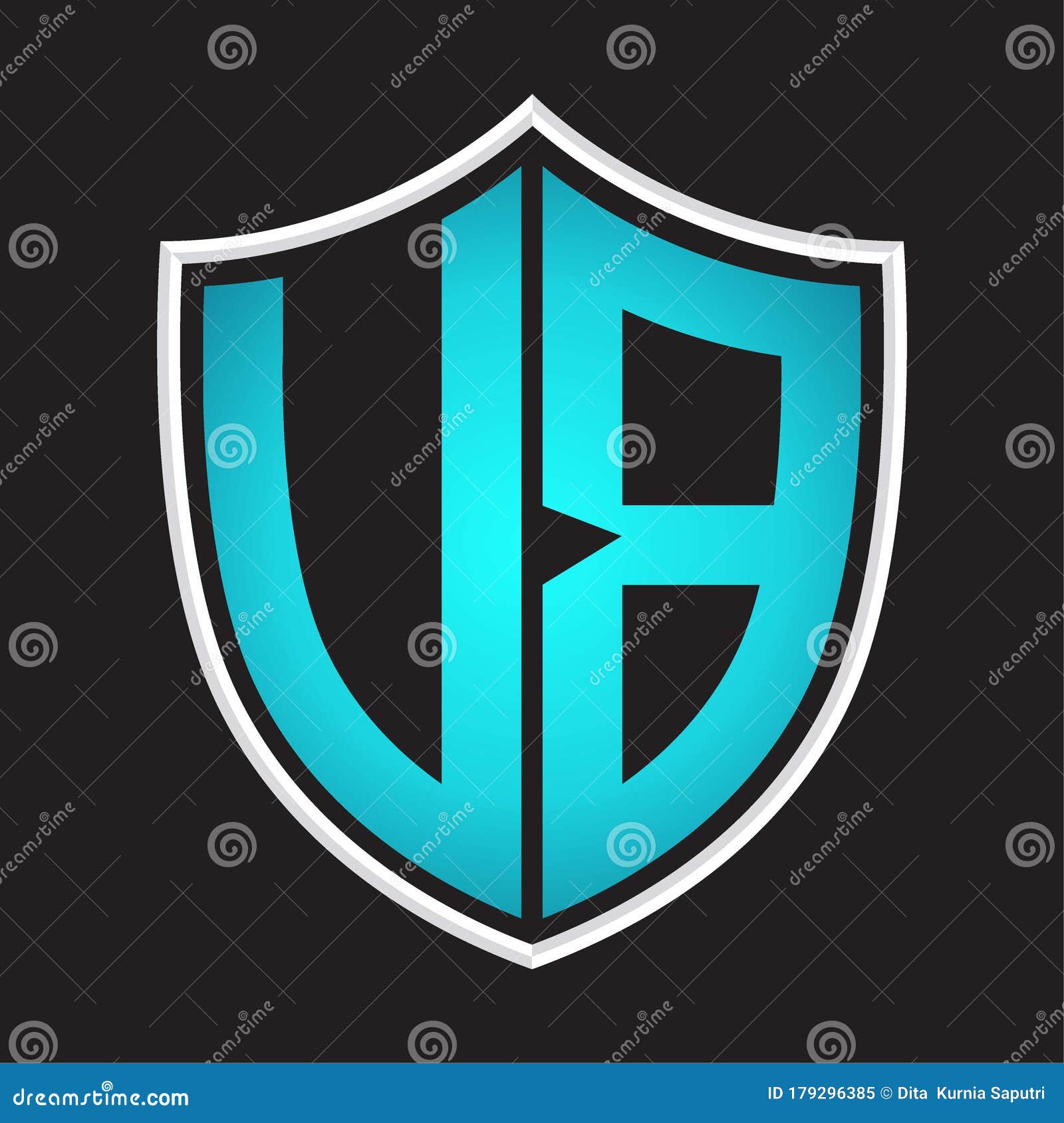 VB Logo Monogram with Shield Shape Isolated Blue Colors on Outline ...
