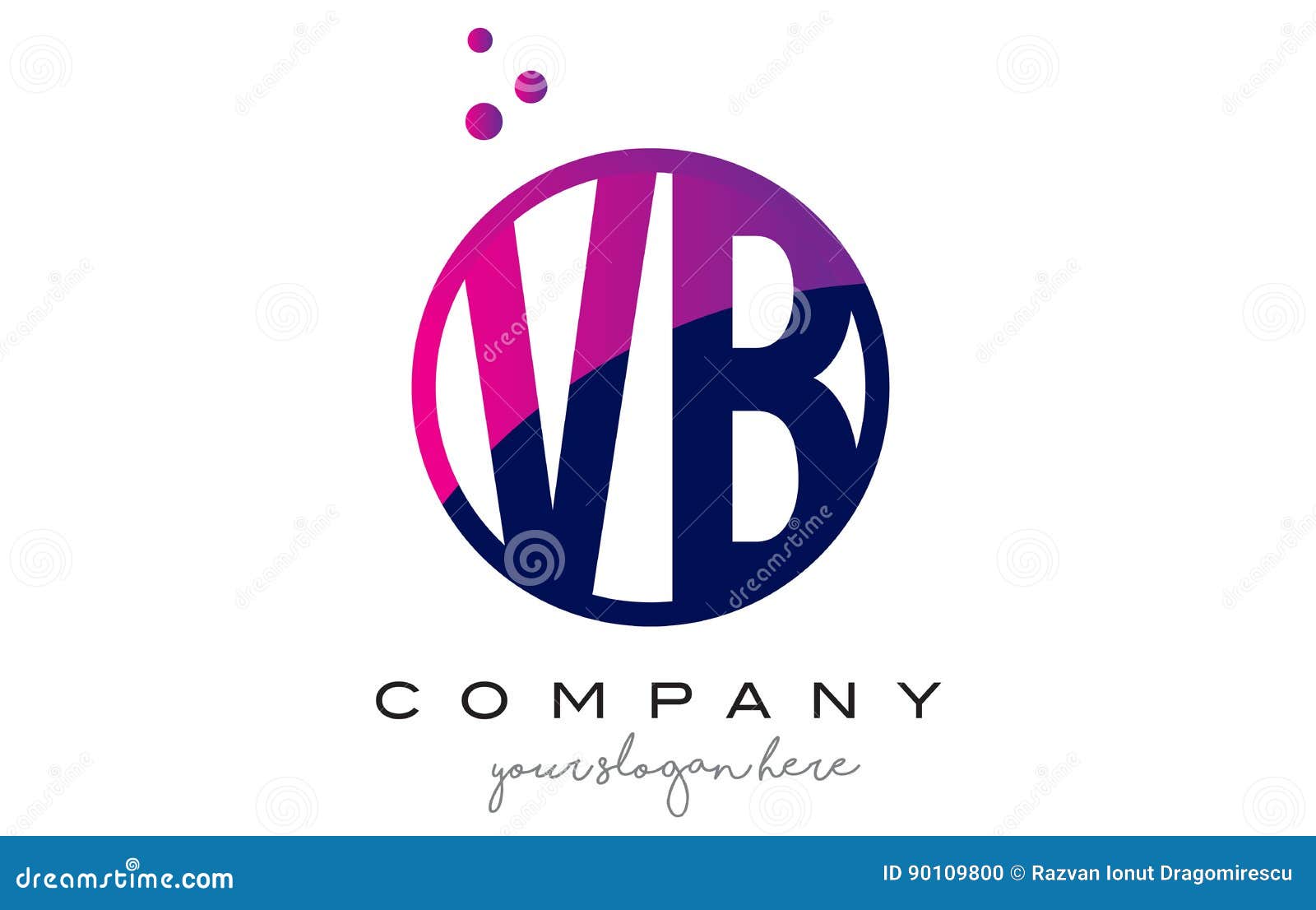 VB V B Circle Letter Logo Design with Purple Dots Bubbles Stock Vector ...