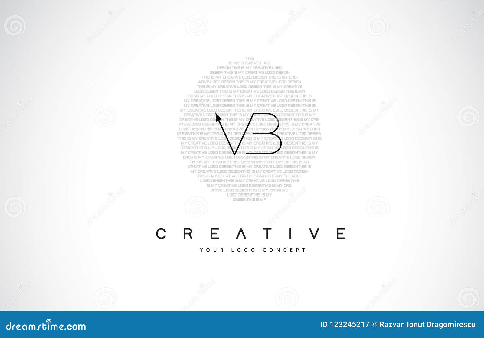 VB V B Logo Design with Black and White Creative Text Letter Vector ...