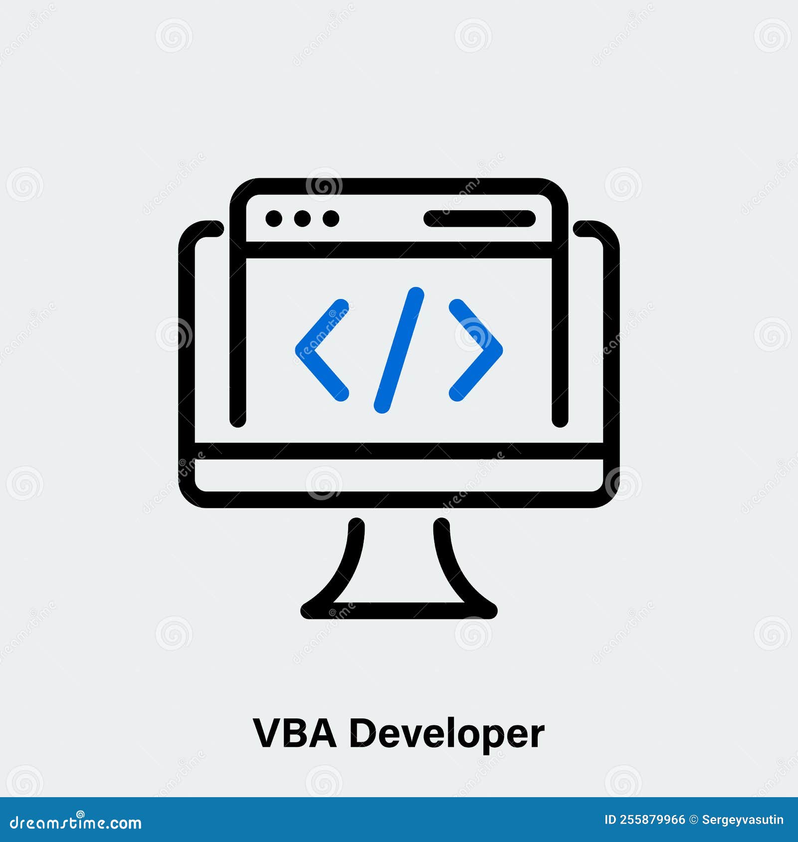 VBA Developer Linear Vector Icon. Isolated Outline Picture of Computer ...