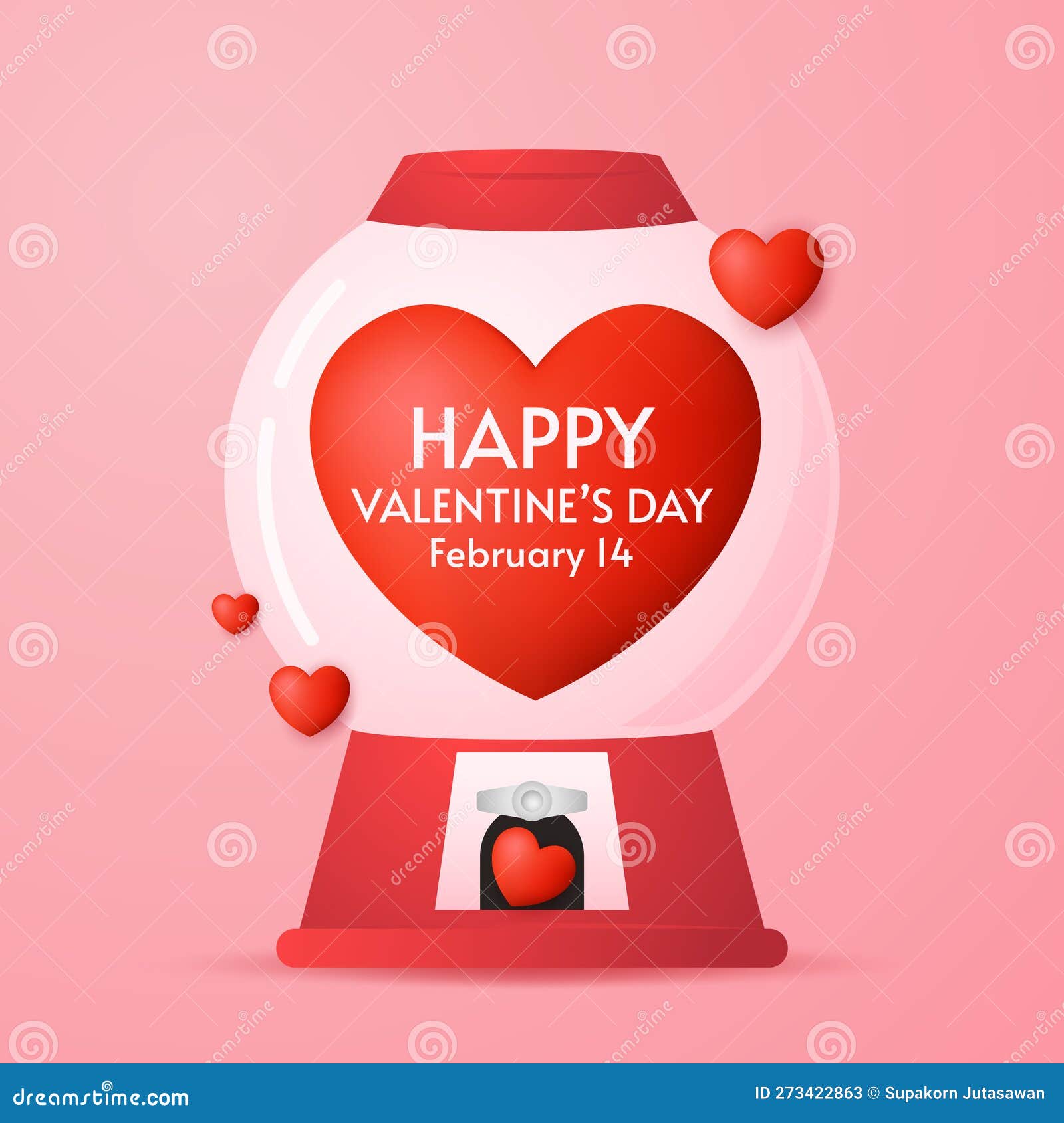 Heart in Vending Machine Filled with Red Blue and White Bubble Gum ...