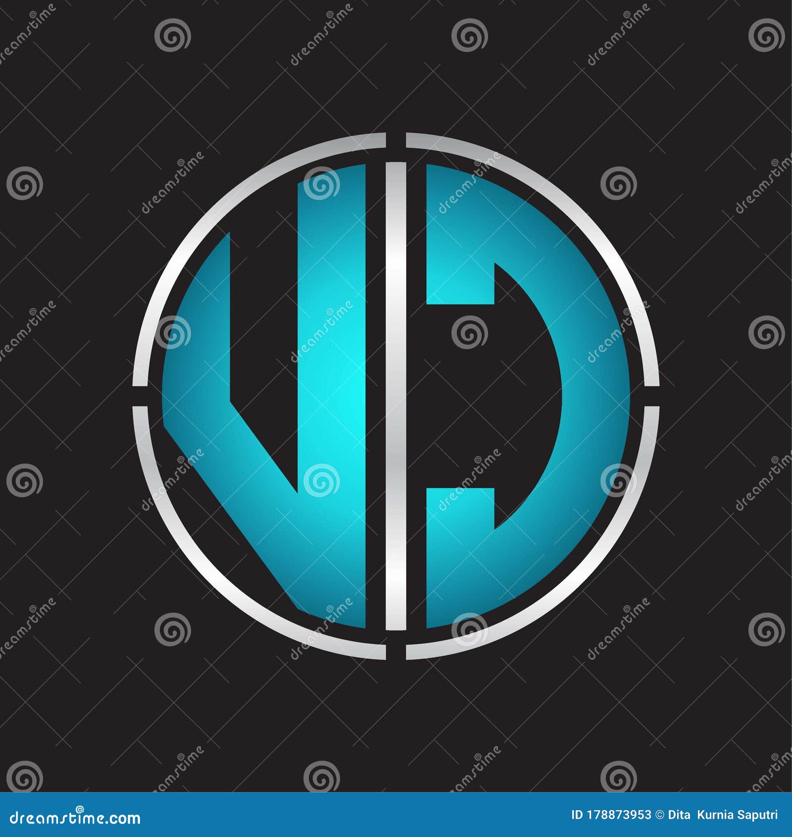 VC Logo Initial with Circle Line Cut Design Template on Blue Colors ...