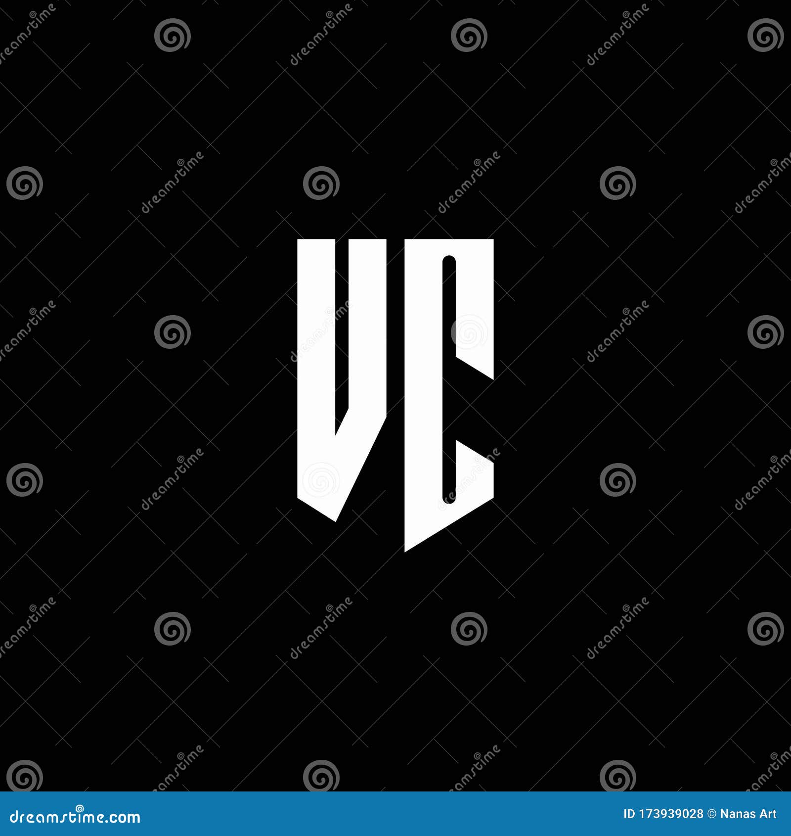 VC Logo Monogram with Emblem Style Isolated on Black Background Stock ...
