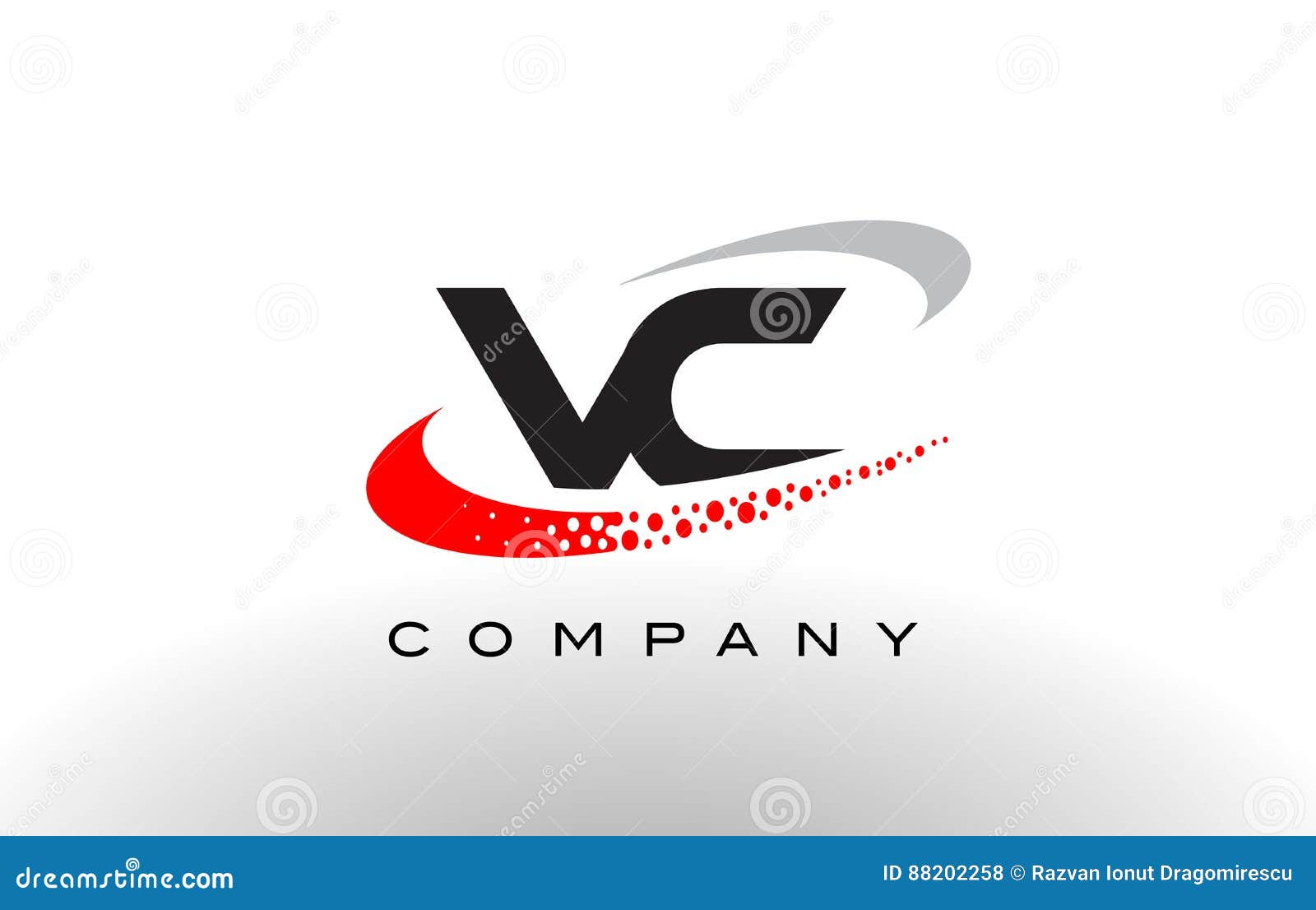 VC Modern Letter Logo Design with Red Dotted Swoosh Stock Vector ...