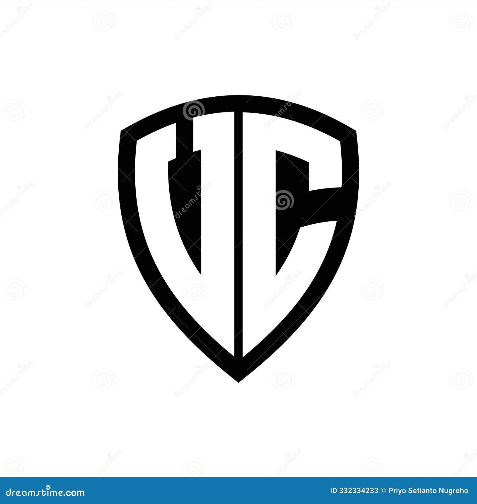VC Monogram Logo with Bold Letters Shield Shape with Black and White ...
